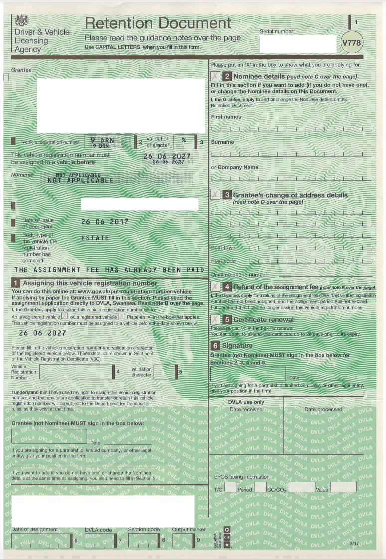 '9 DRN' - NUMBER PLATE for sale by auction in , United Kingdom