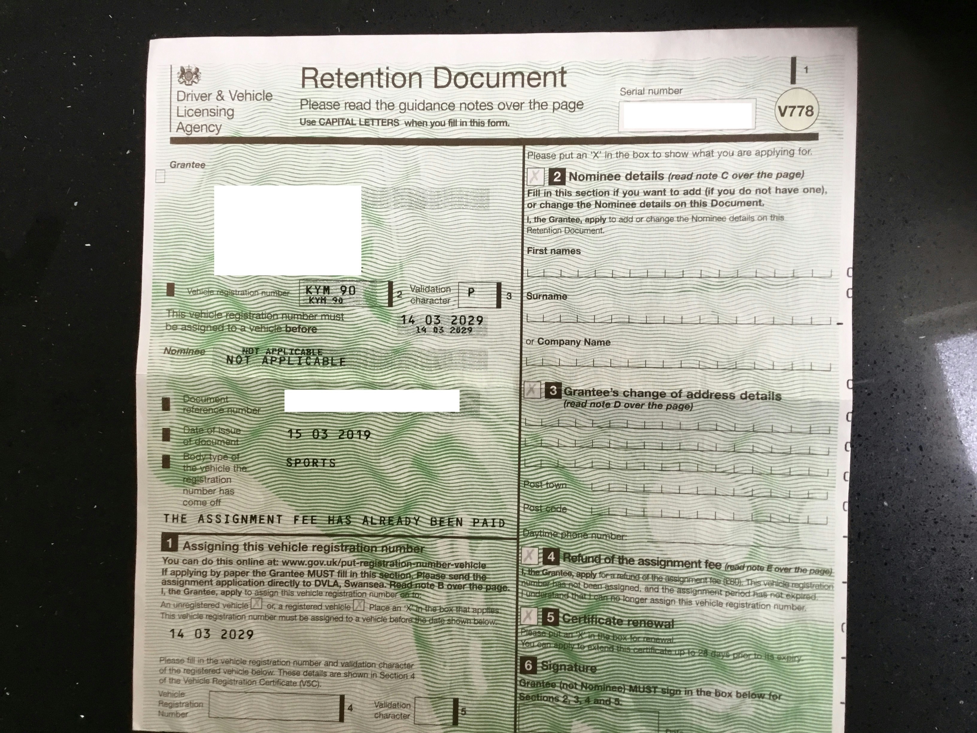 'KYM 90' - NUMBER PLATE for sale by auction in , United Kingdom