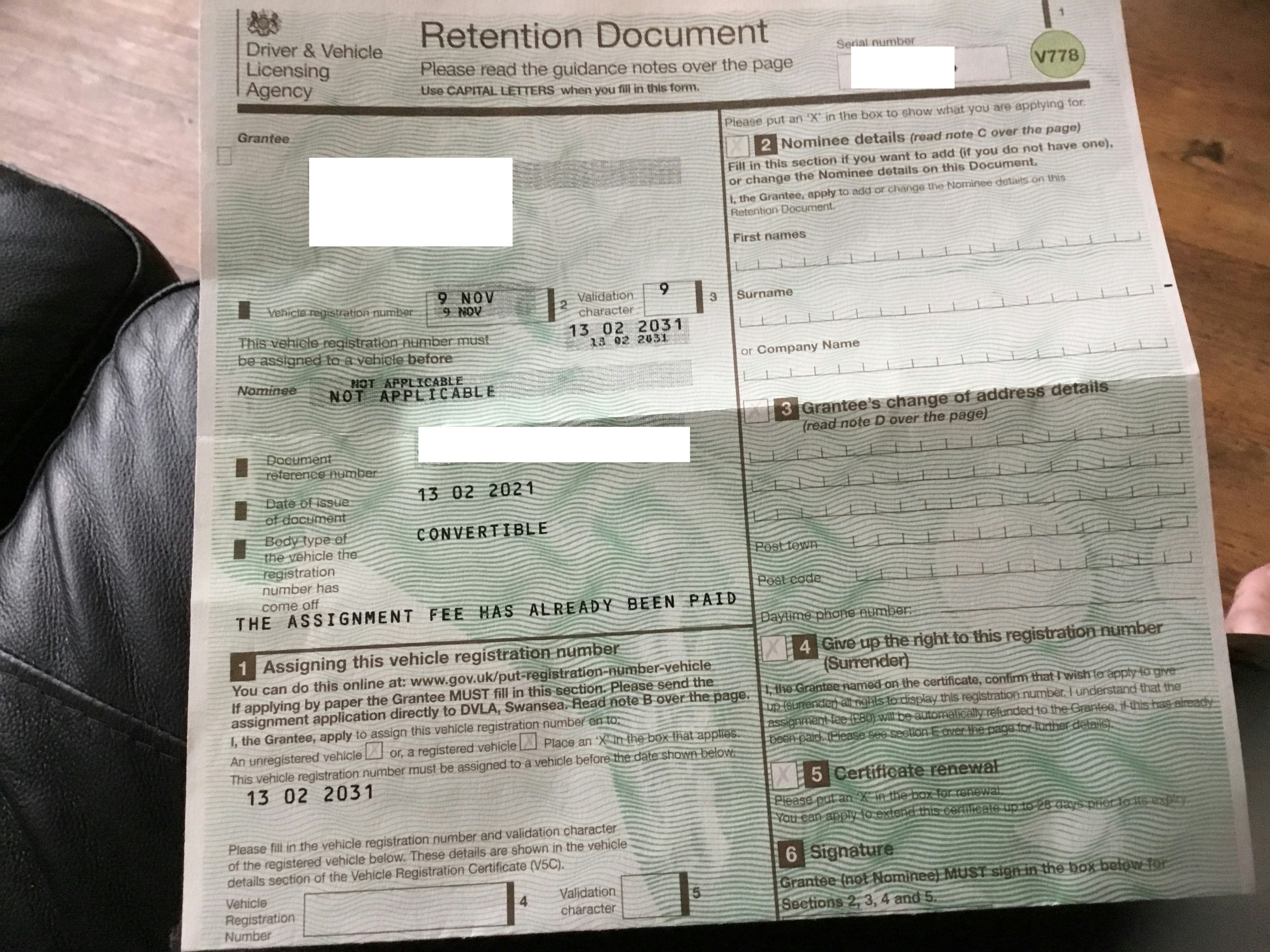 '9 NOV' - NUMBER PLATE for sale by auction in , United Kingdom