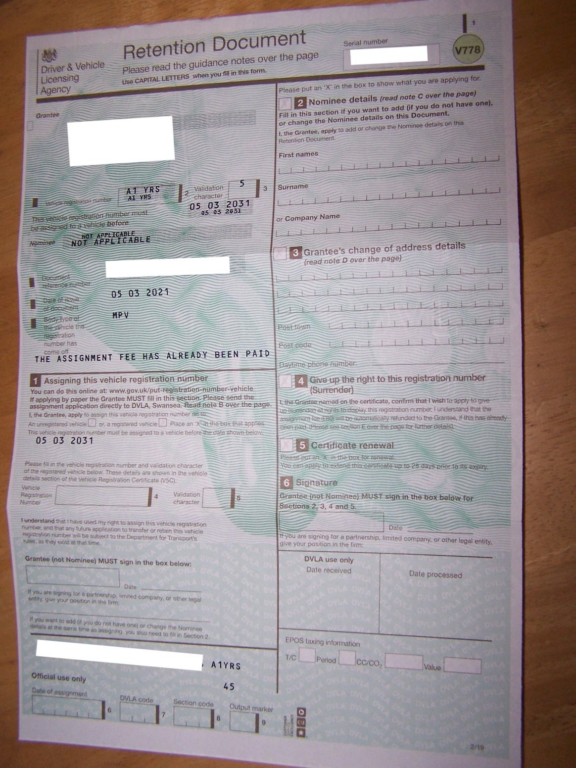 'A1 YRS' - NUMBER PLATE for sale by auction in , United Kingdom