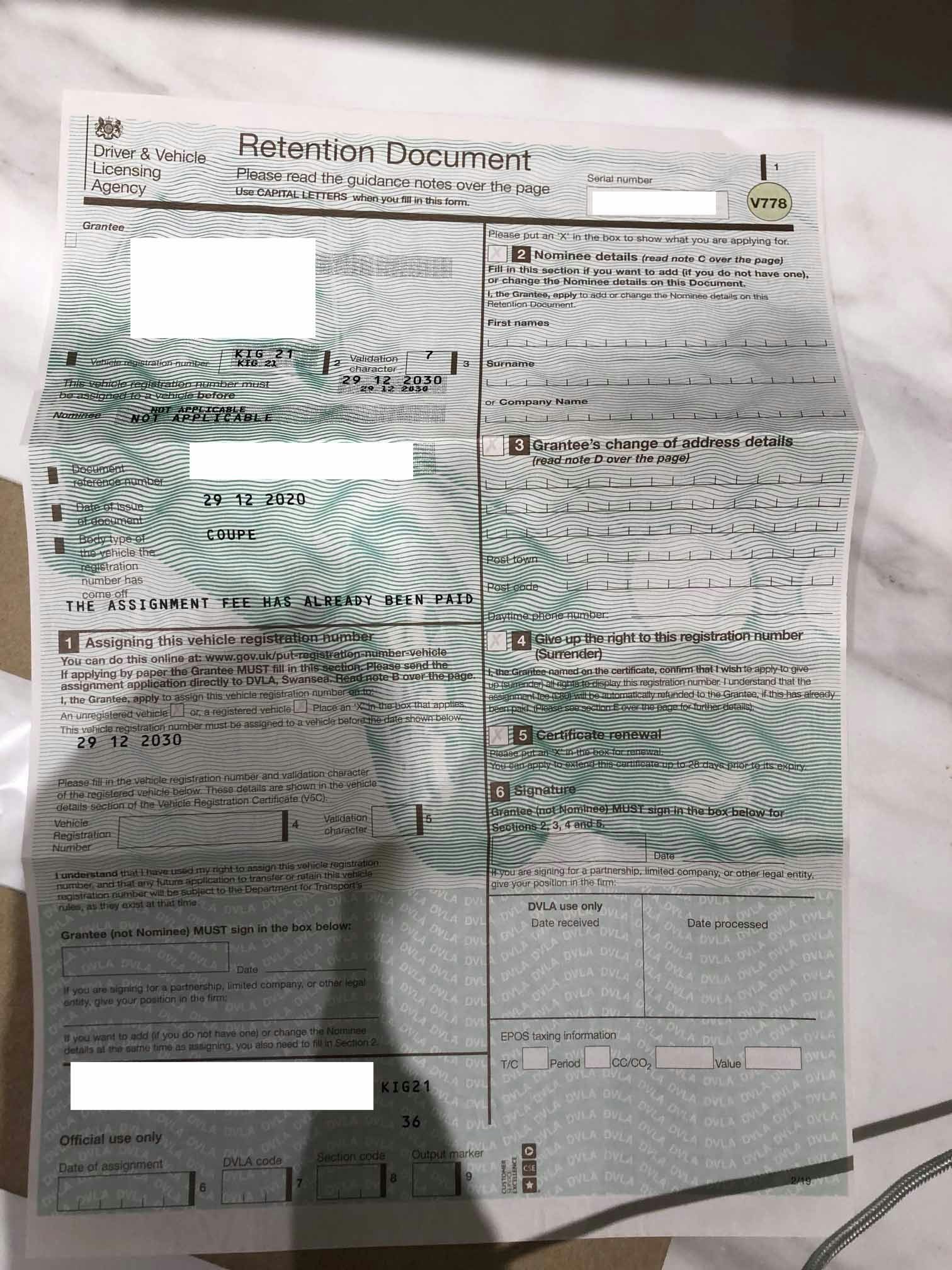 'KIG 21' - NUMBER PLATE for sale by auction in , United Kingdom