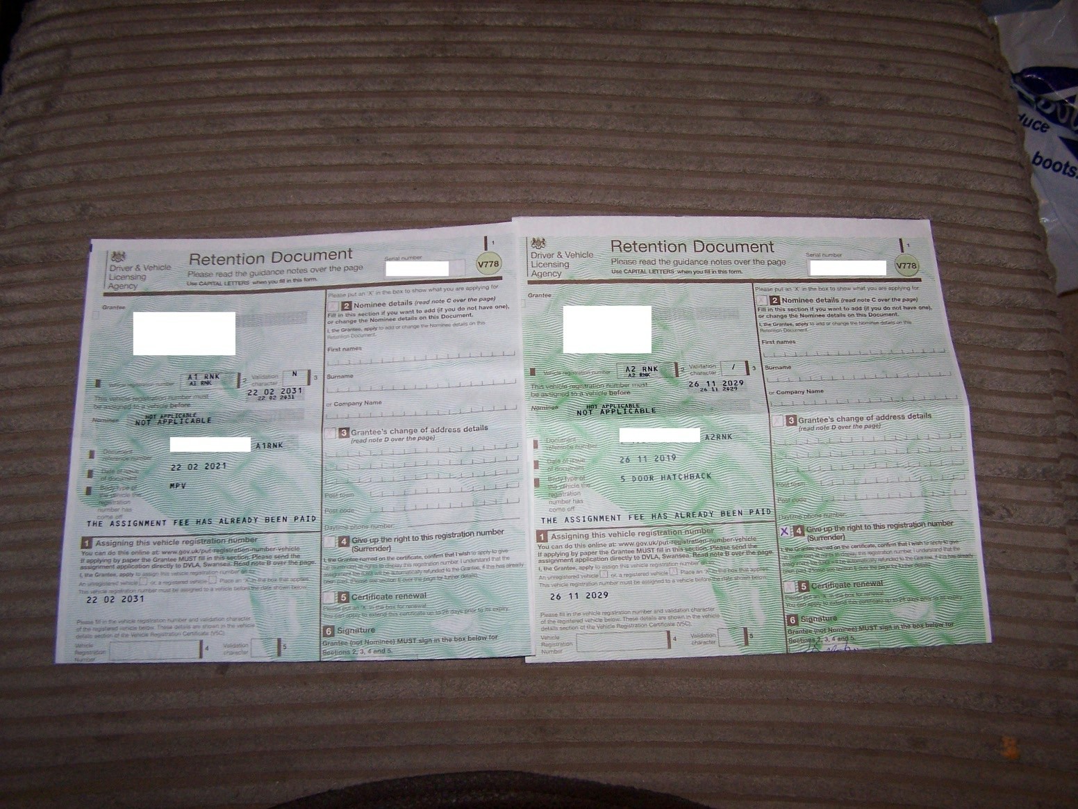 'A1 RNK' / 'A2 RNK' - SET OF NUMBER PLATES for sale by auction in ...