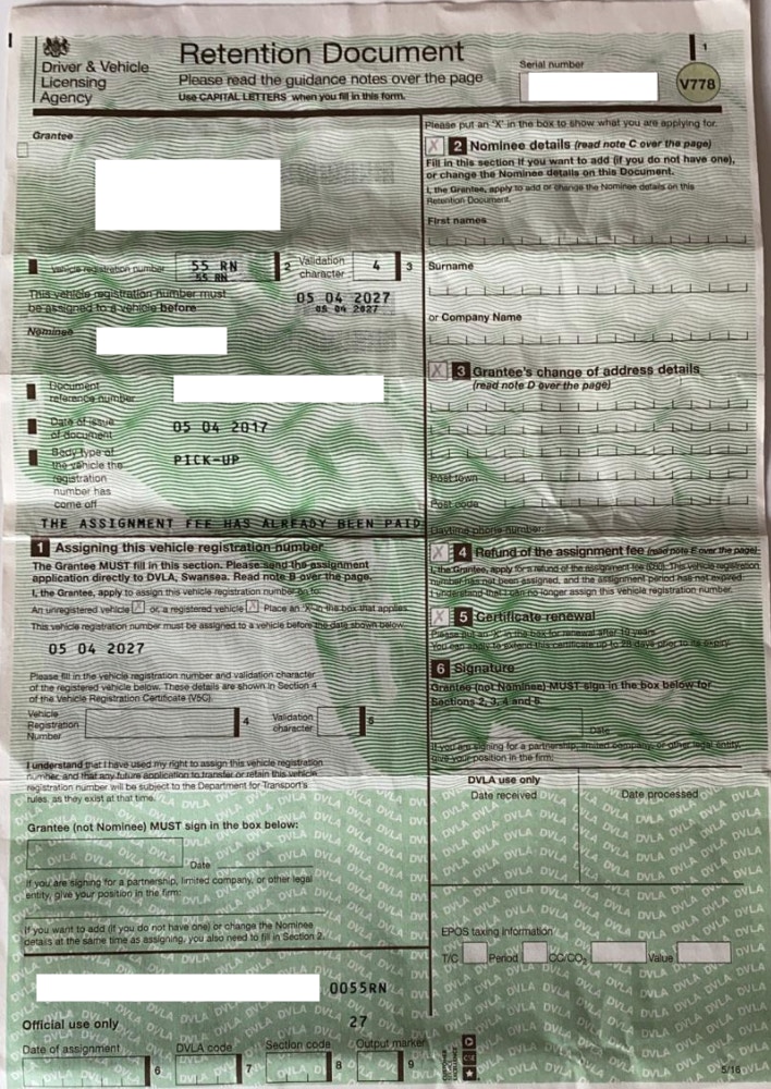 '55 RN' - NUMBER PLATE for sale by auction in , United Kingdom