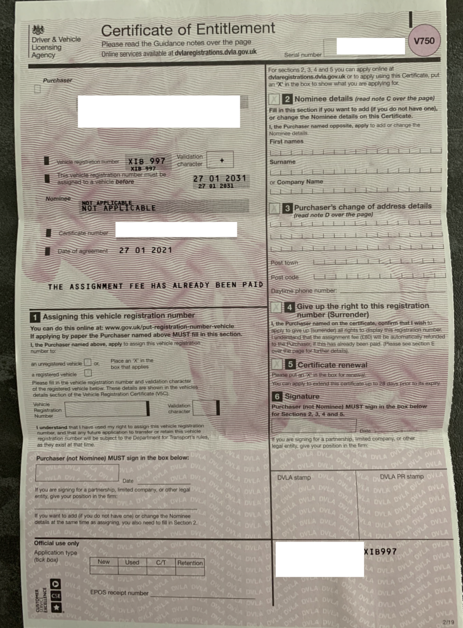 'XIB 997' - NUMBER PLATE for sale by auction in , United Kingdom