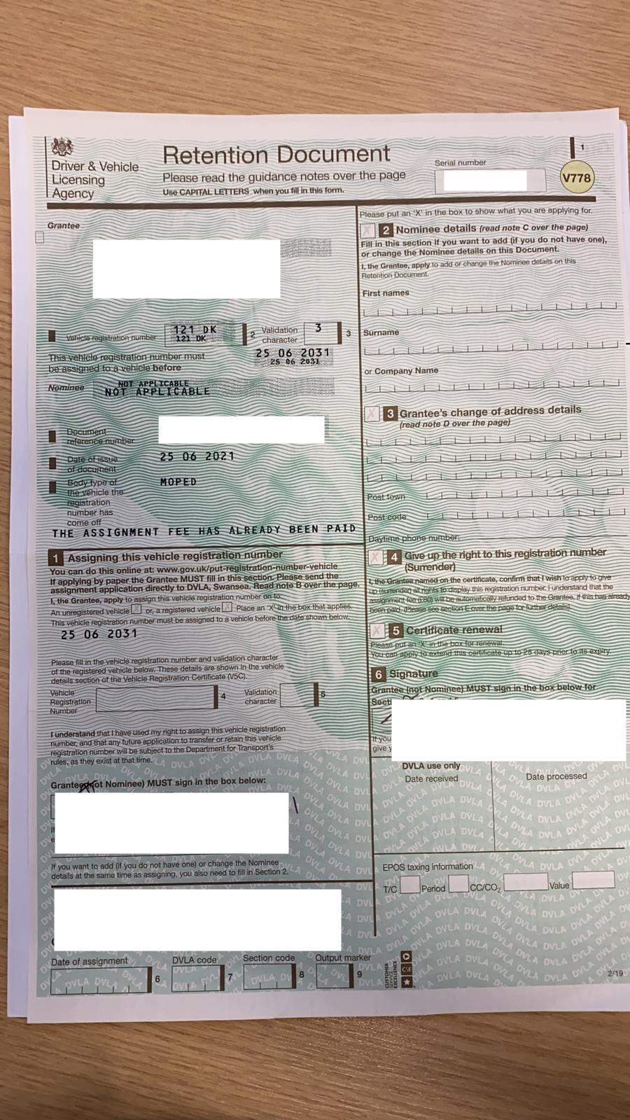 '121 DK' - NUMBER PLATE for sale by auction in , United Kingdom