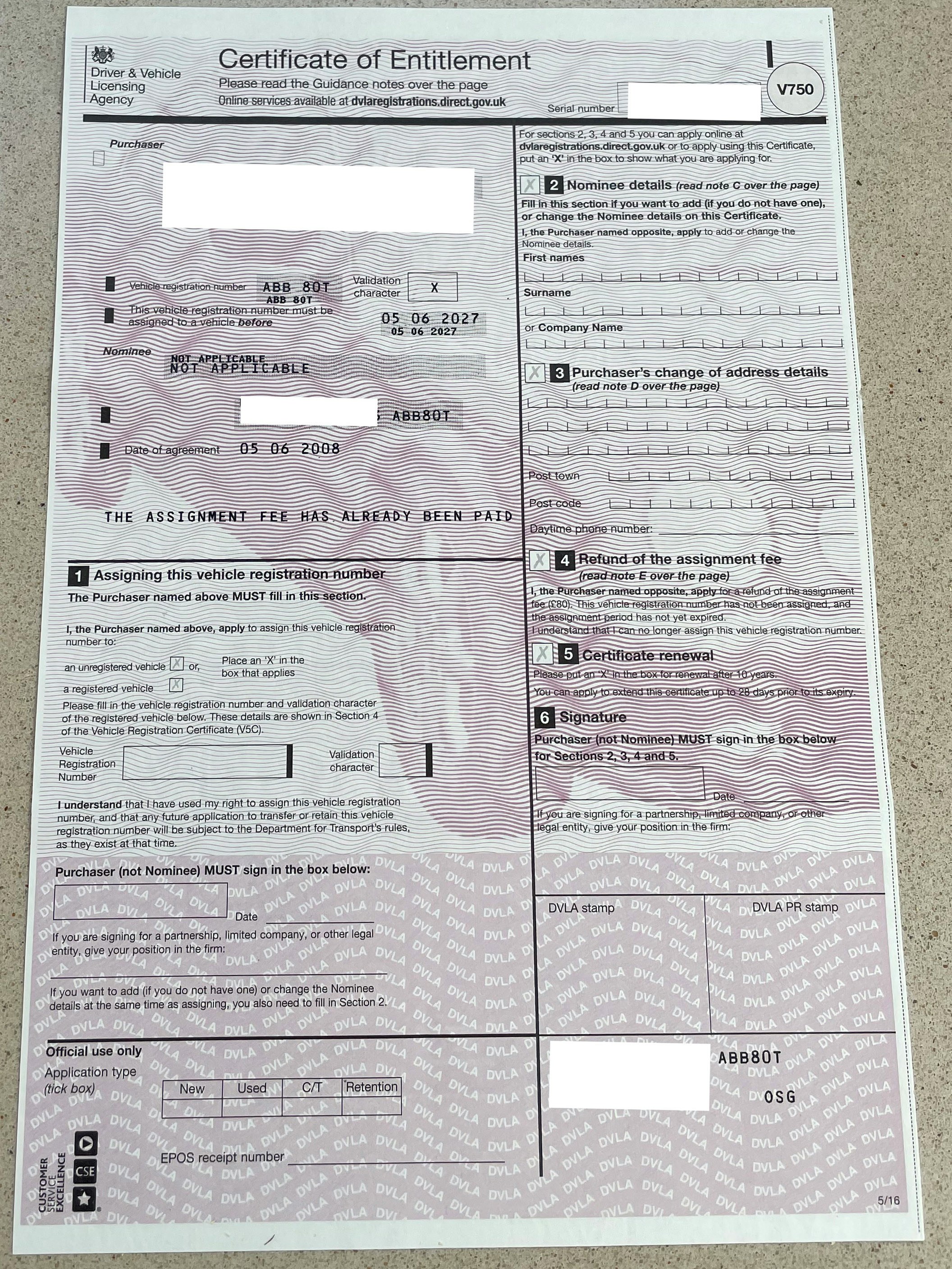 'ABB 80T' - NUMBER PLATE for sale by auction in , United Kingdom