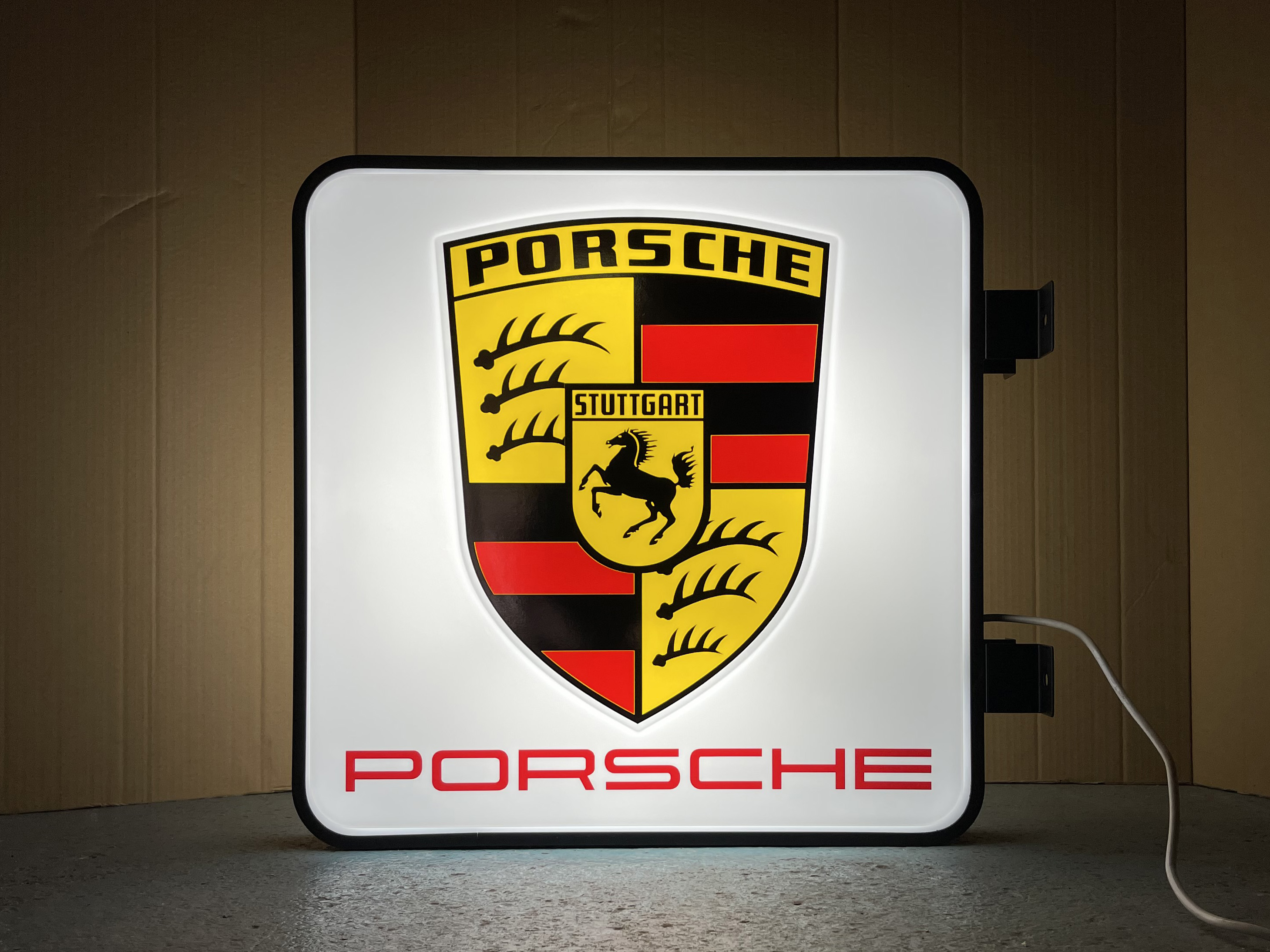 PORSCHE DOUBLE SIDED ILLUMINATED SIGN for sale by auction in Morpeth ...