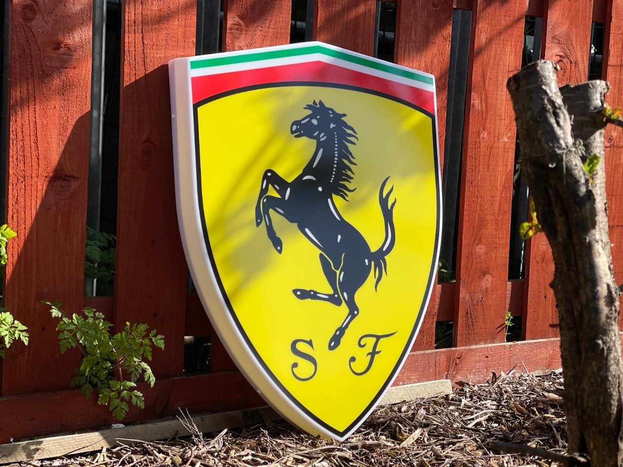 FERRARI SHIELD ILLUMINATED SIGN for sale by auction in Durham, United ...