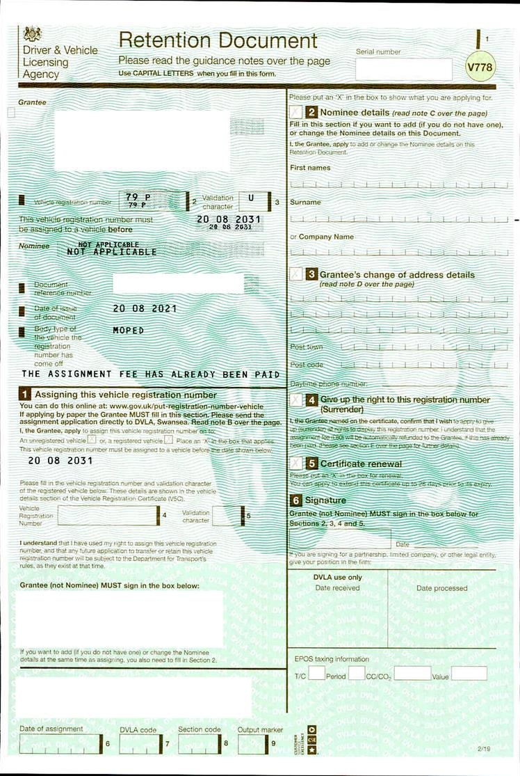 '79 P' - NUMBER PLATE for sale by auction in , United Kingdom