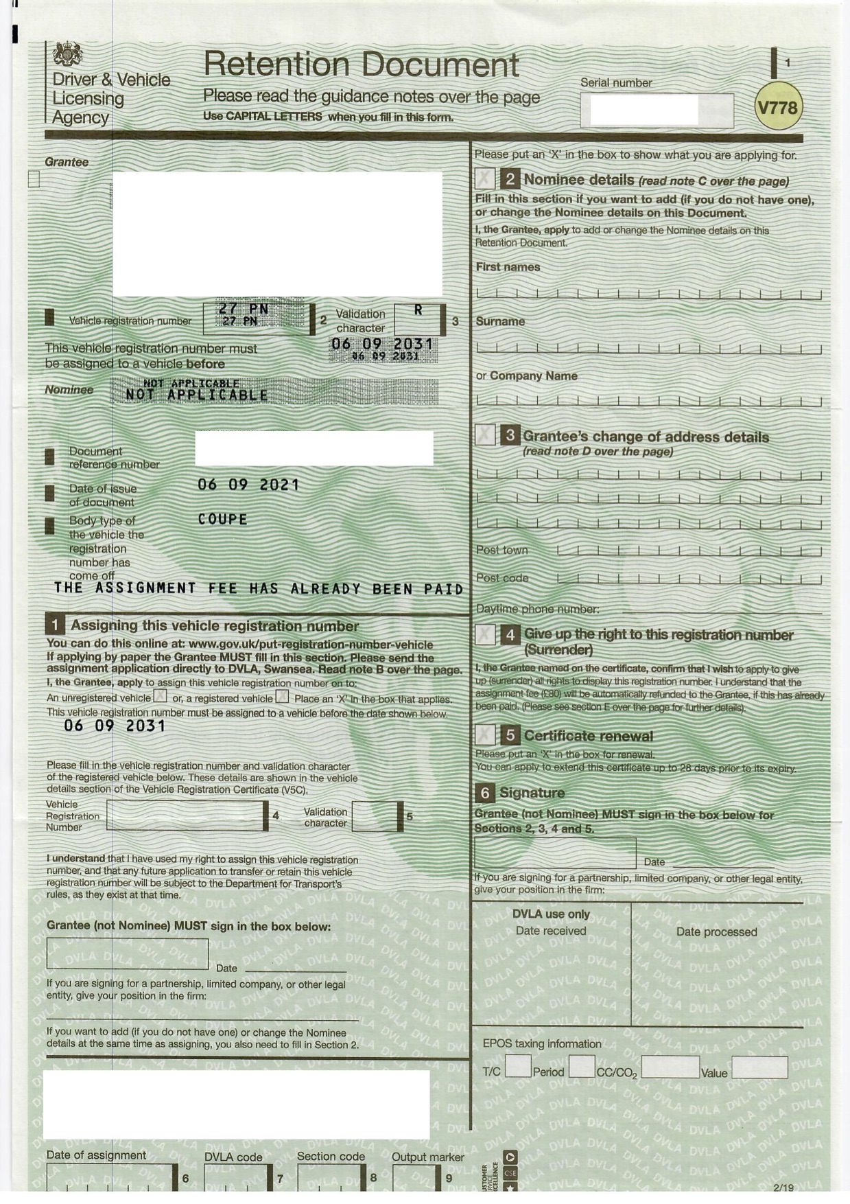 '27 PN' - NUMBER PLATE for sale by auction in , United Kingdom