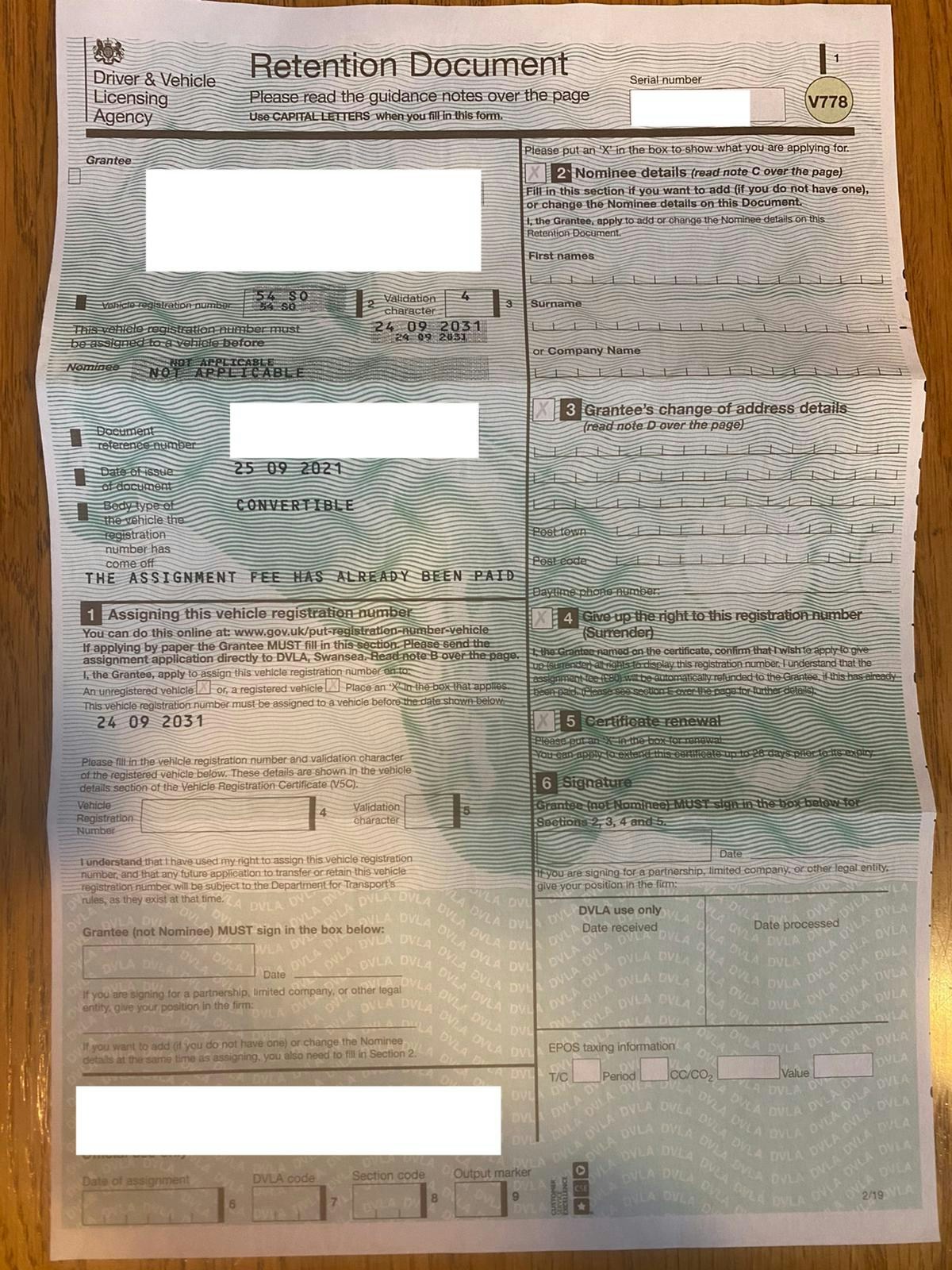 '54 SO' - NUMBER PLATE for sale by auction in , United Kingdom