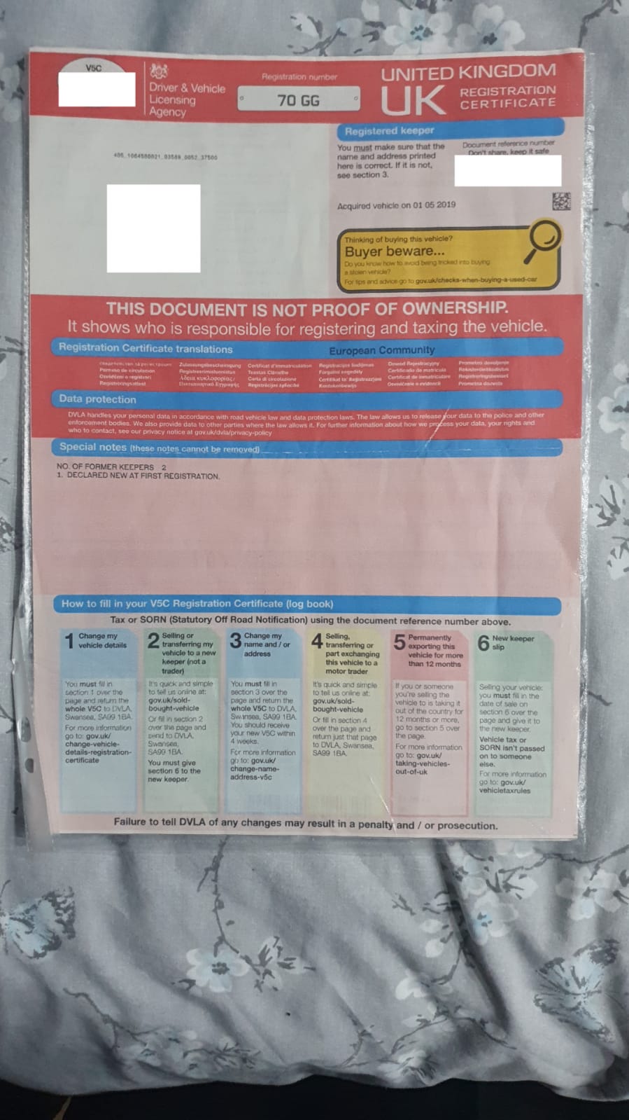 '70 GG' - NUMBER PLATE for sale by auction in , United Kingdom