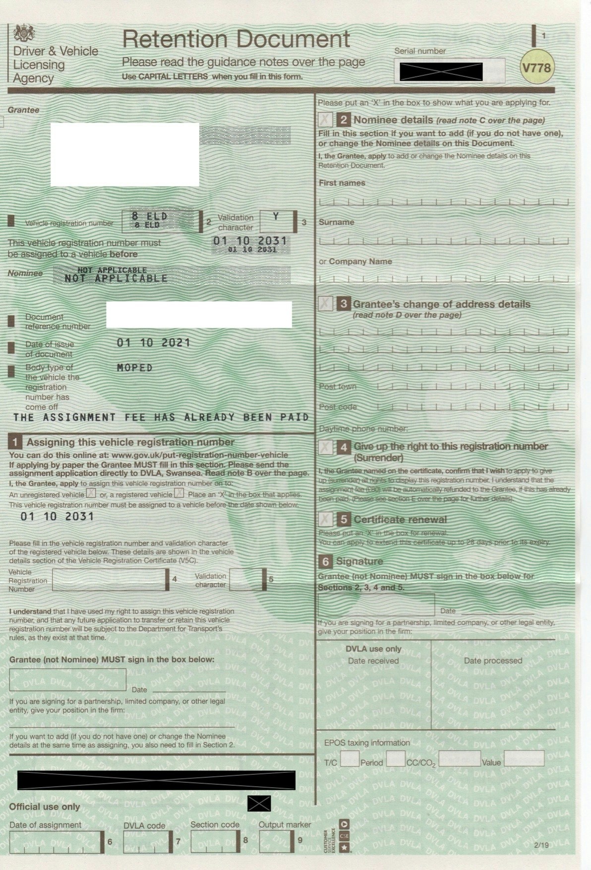 '8 ELD' - NUMBER PLATE for sale by auction in , United Kingdom