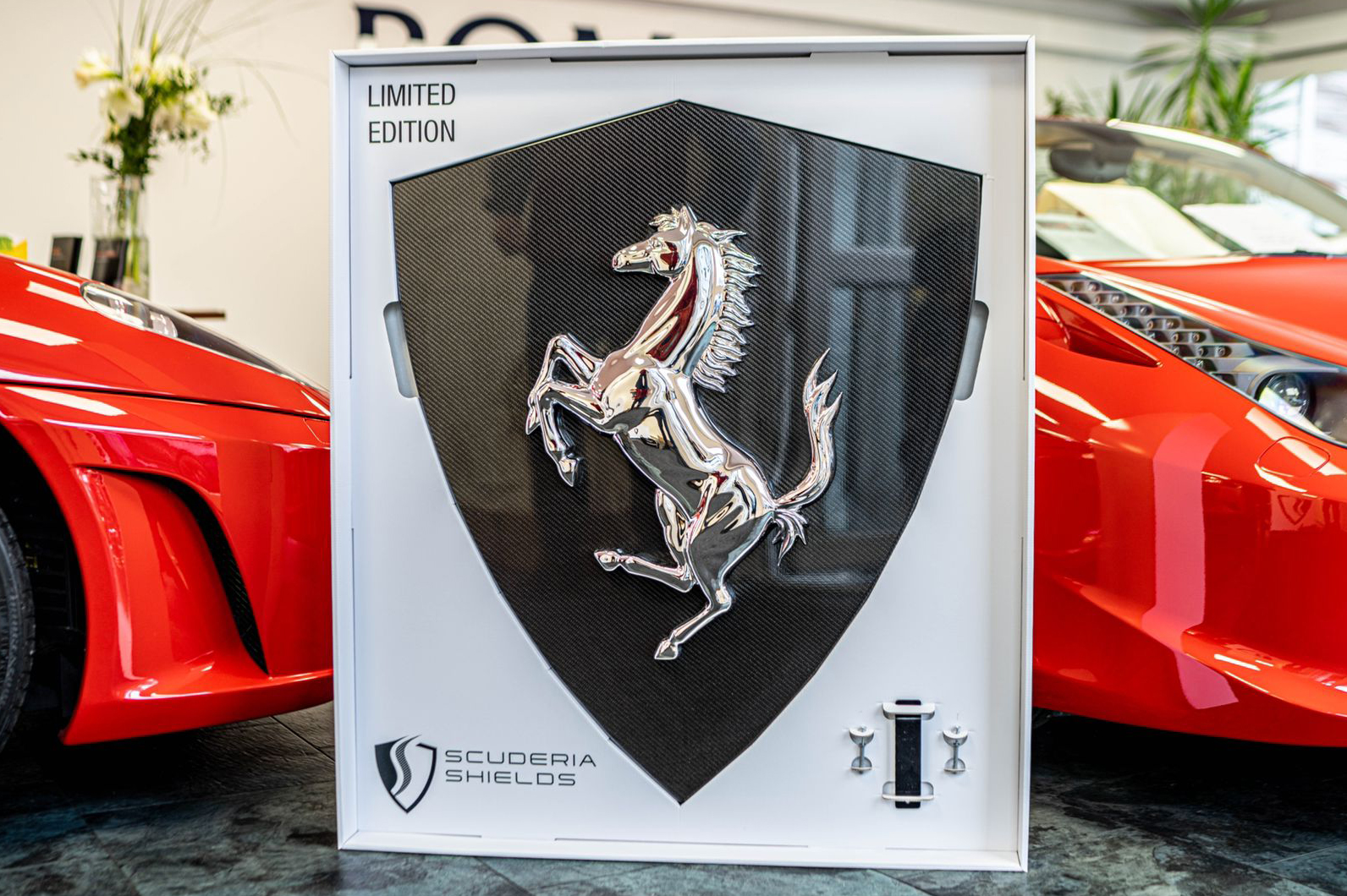 CHARITY AUCTION - FERRARI CARBON-FIBRE SHIELD WALL ART for sale by ...