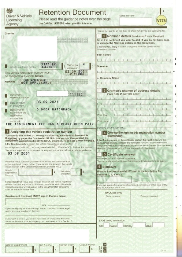 '1111 EC' - NUMBER PLATE for sale by auction in , United Kingdom