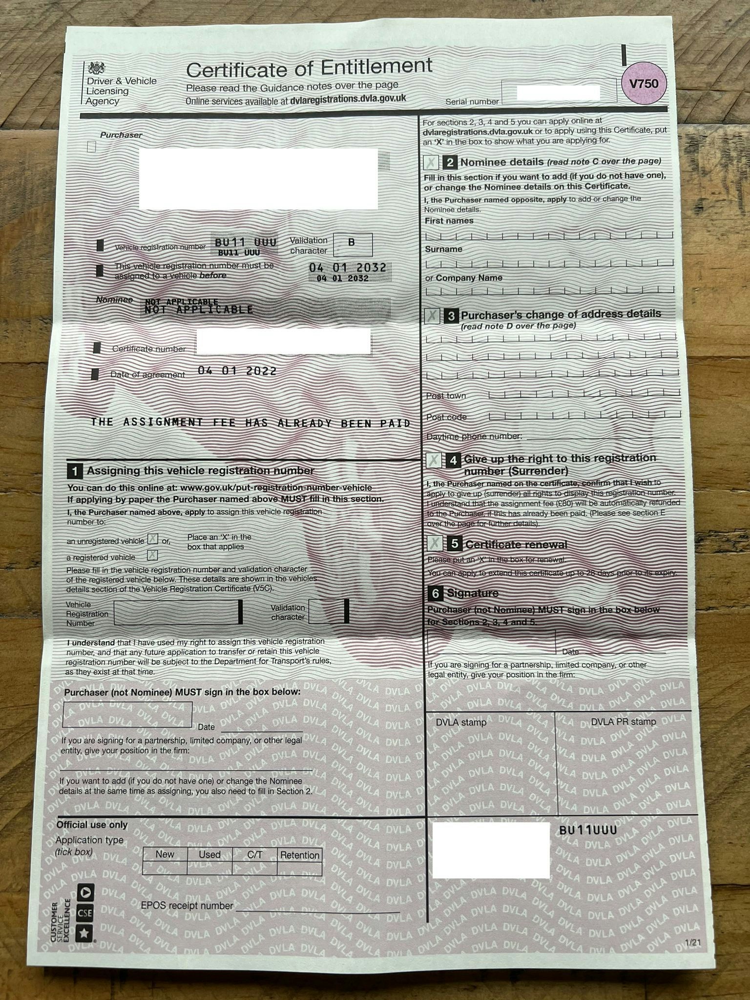 'BU11 UUU' - NUMBER PLATE for sale by auction in , United Kingdom