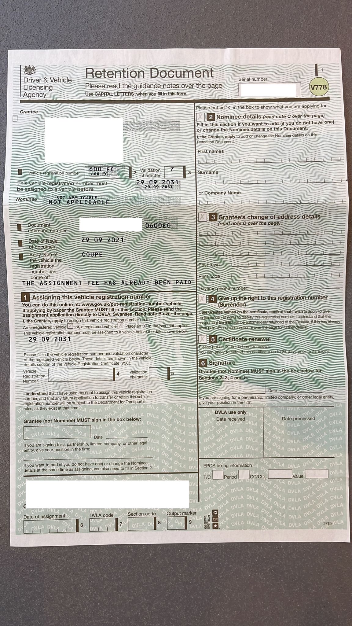 '600 EC' - NUMBER PLATE for sale by auction in , United Kingdom