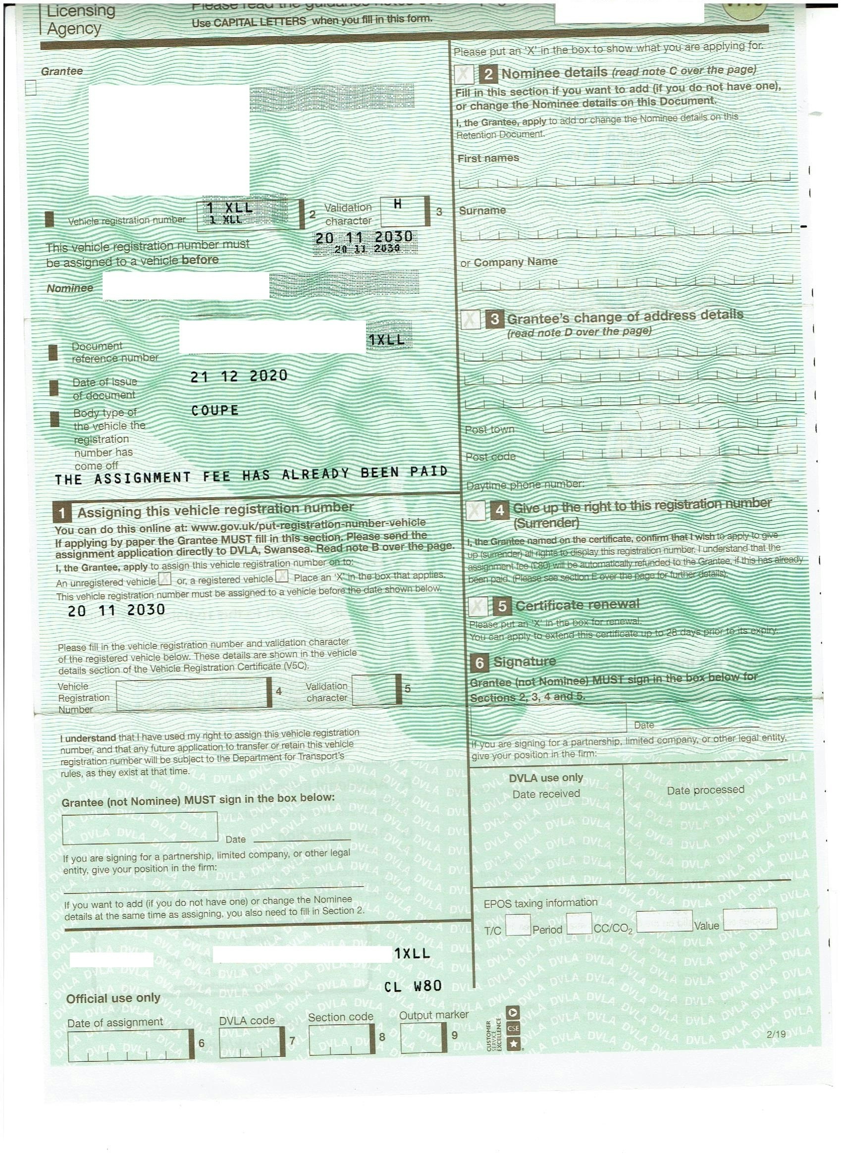 '1 XLL' - NUMBER PLATE for sale by auction in , United Kingdom