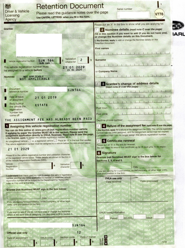 'SJN 164' - NUMBER PLATE for sale by auction in , United Kingdom