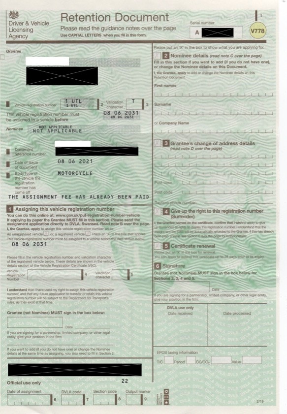 '1 UTL' - NUMBER PLATE for sale by auction in , United Kingdom