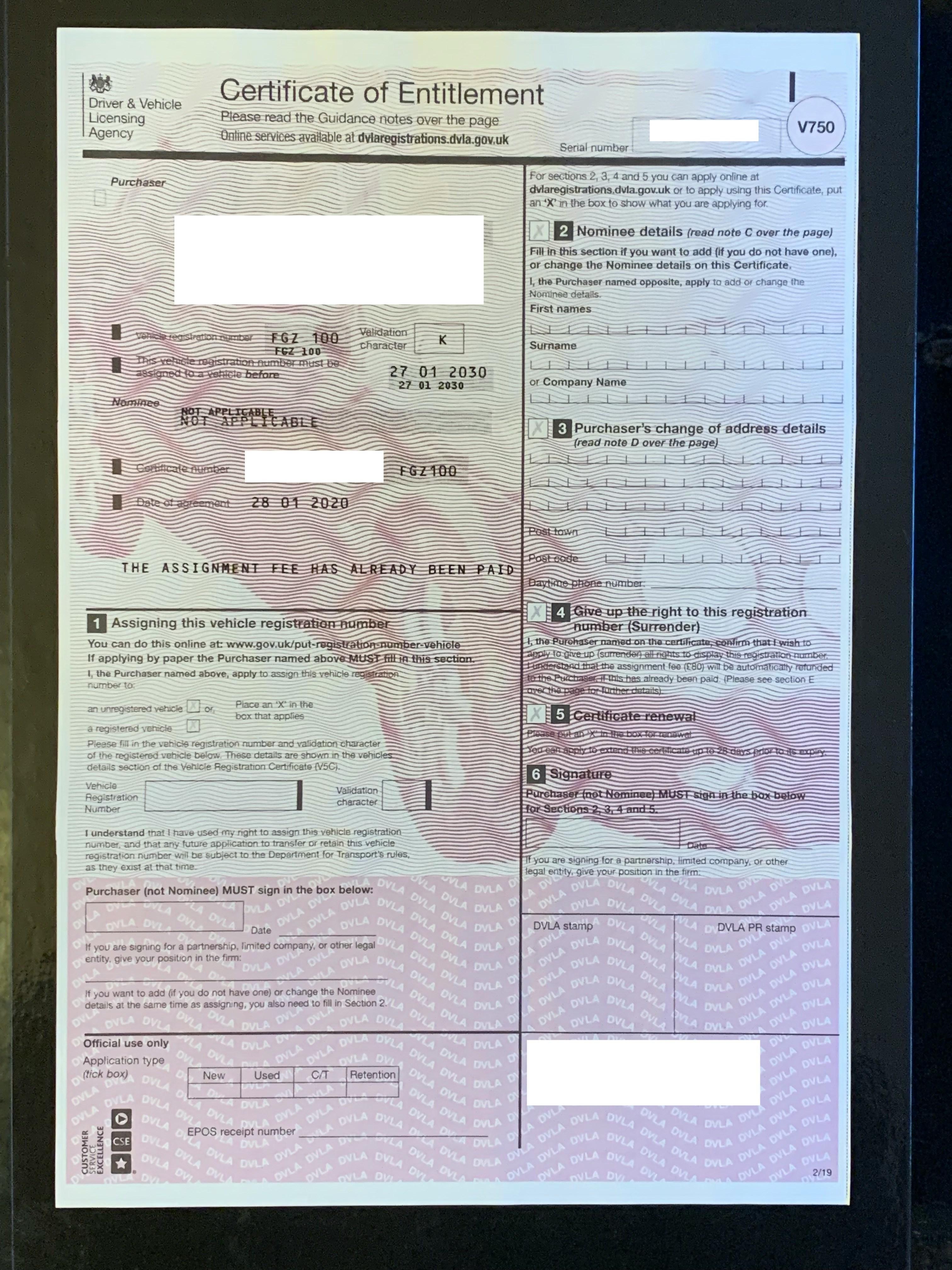 'FGZ 100' - NUMBER PLATE for sale by auction in , United Kingdom