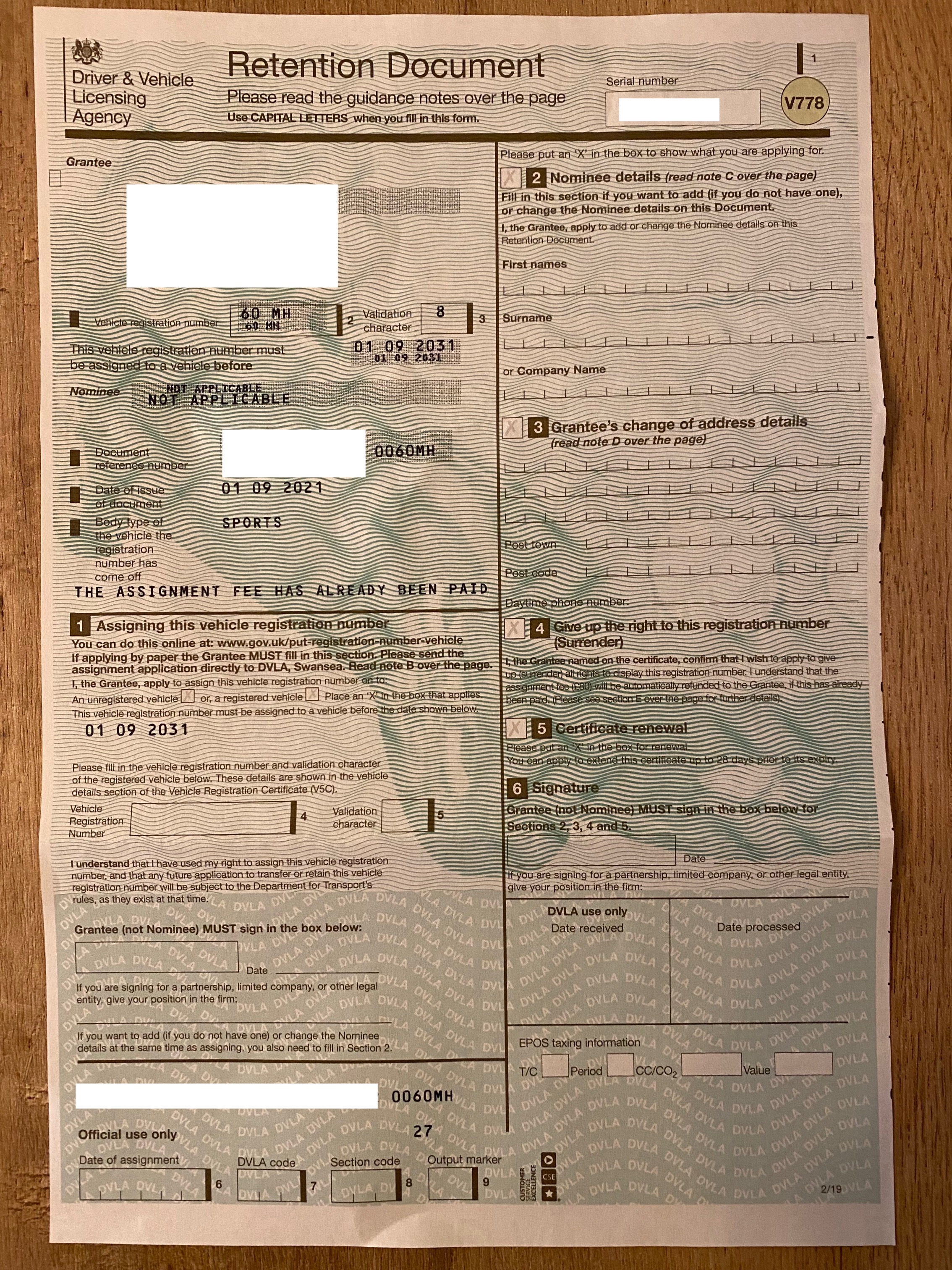 '60 MH' - NUMBER PLATE for sale by auction in , United Kingdom