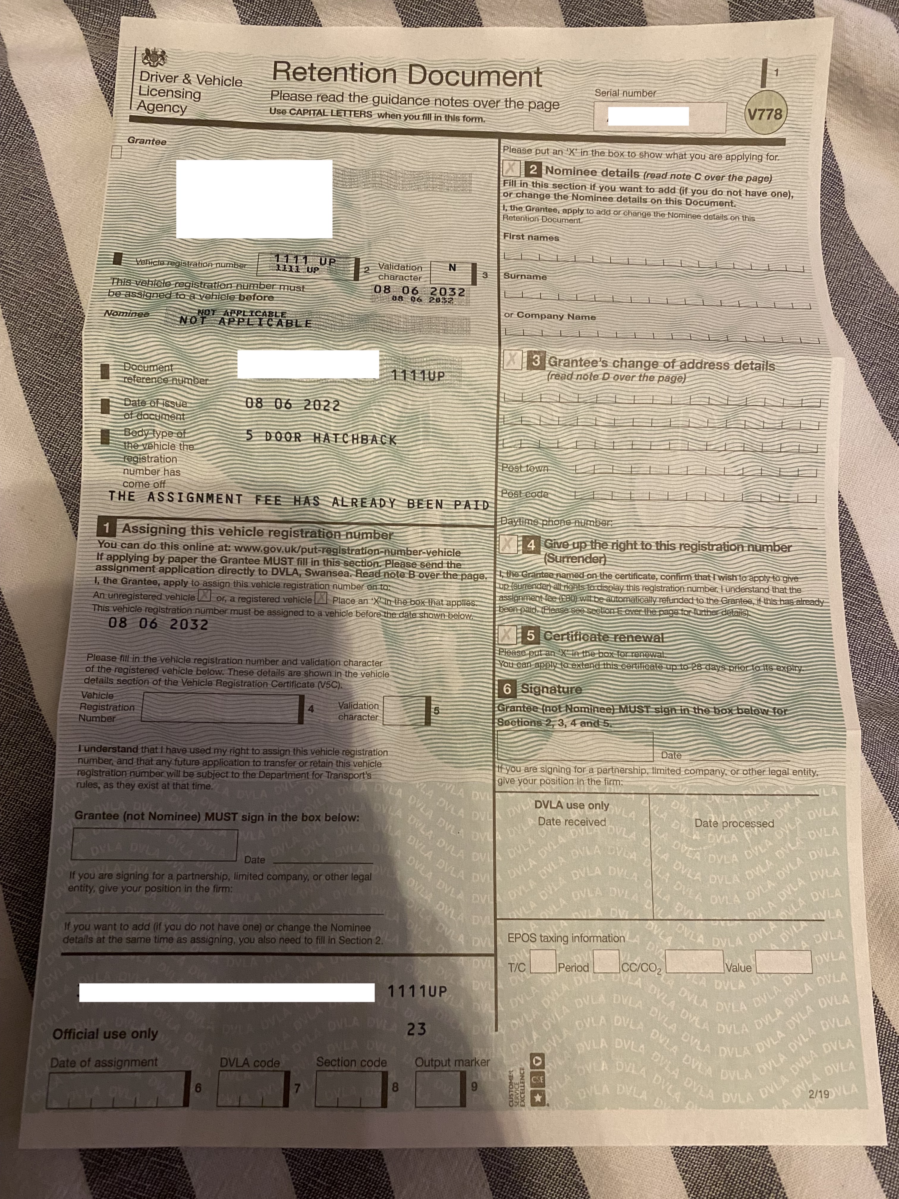 '1111 UP' - NUMBER PLATE for sale by auction in , United Kingdom