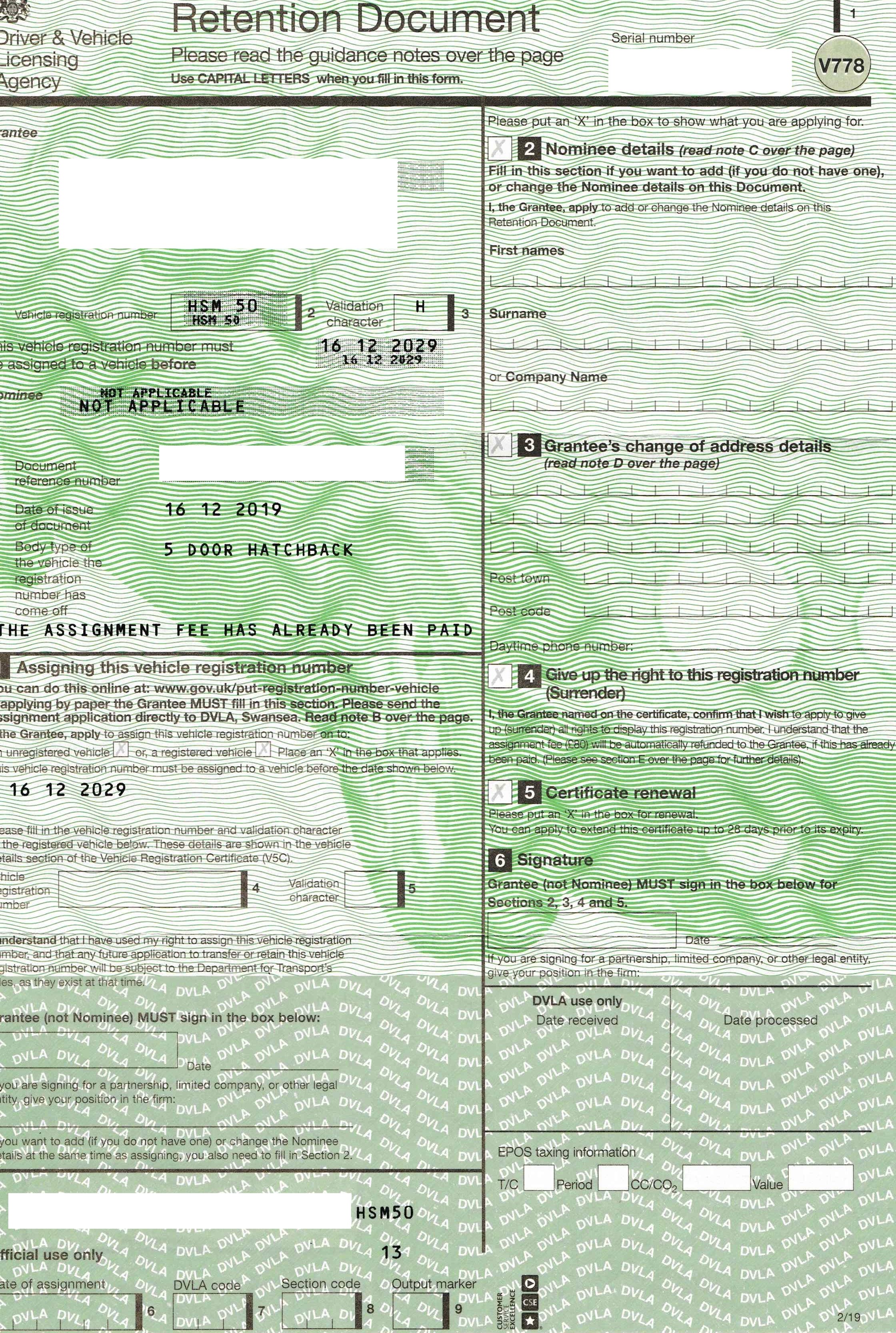 'HSM 50' - NUMBER PLATE for sale by auction in , United Kingdom