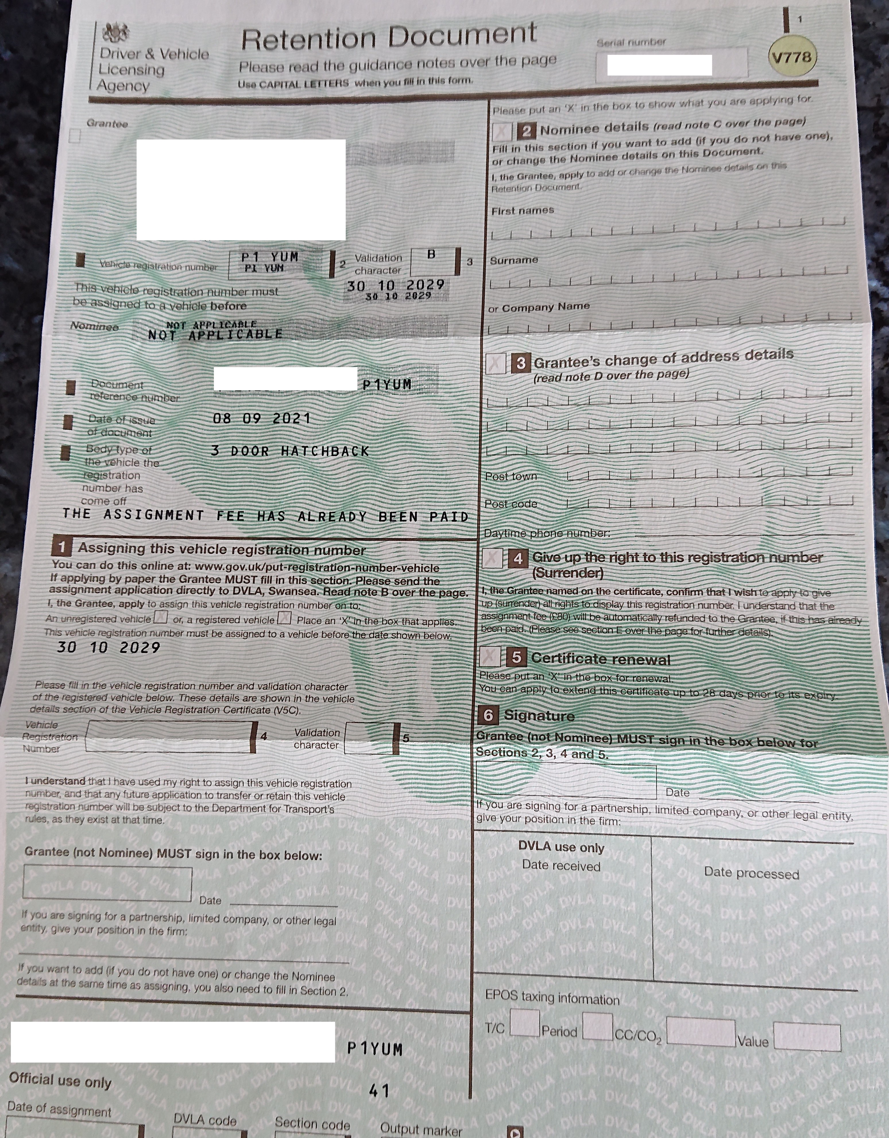 'P1 YUM' - NUMBER PLATE for sale by auction in , United Kingdom