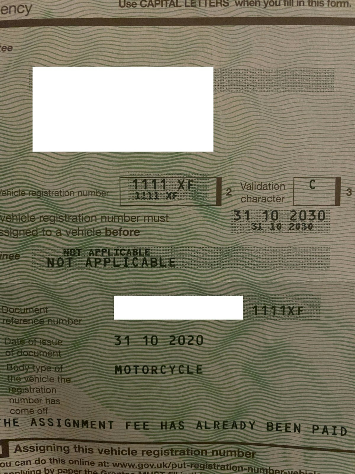 '1111 XF' - NUMBER PLATE for sale by auction in , United Kingdom