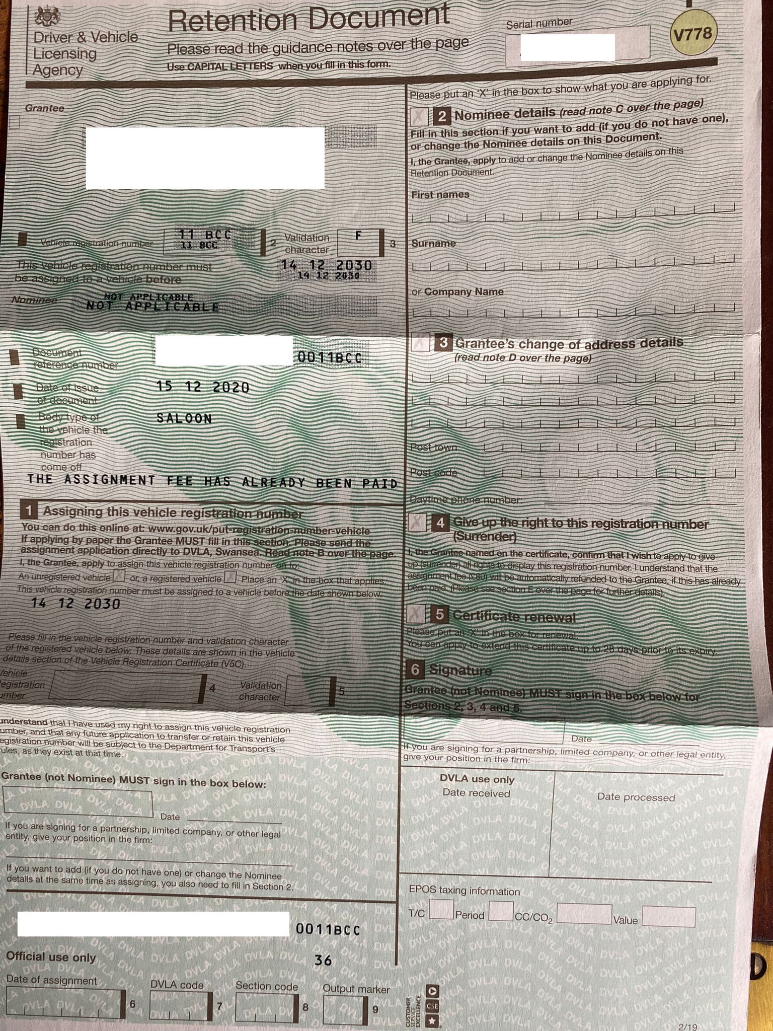 '11 BCC' - NUMBER PLATE for sale by auction in , United Kingdom