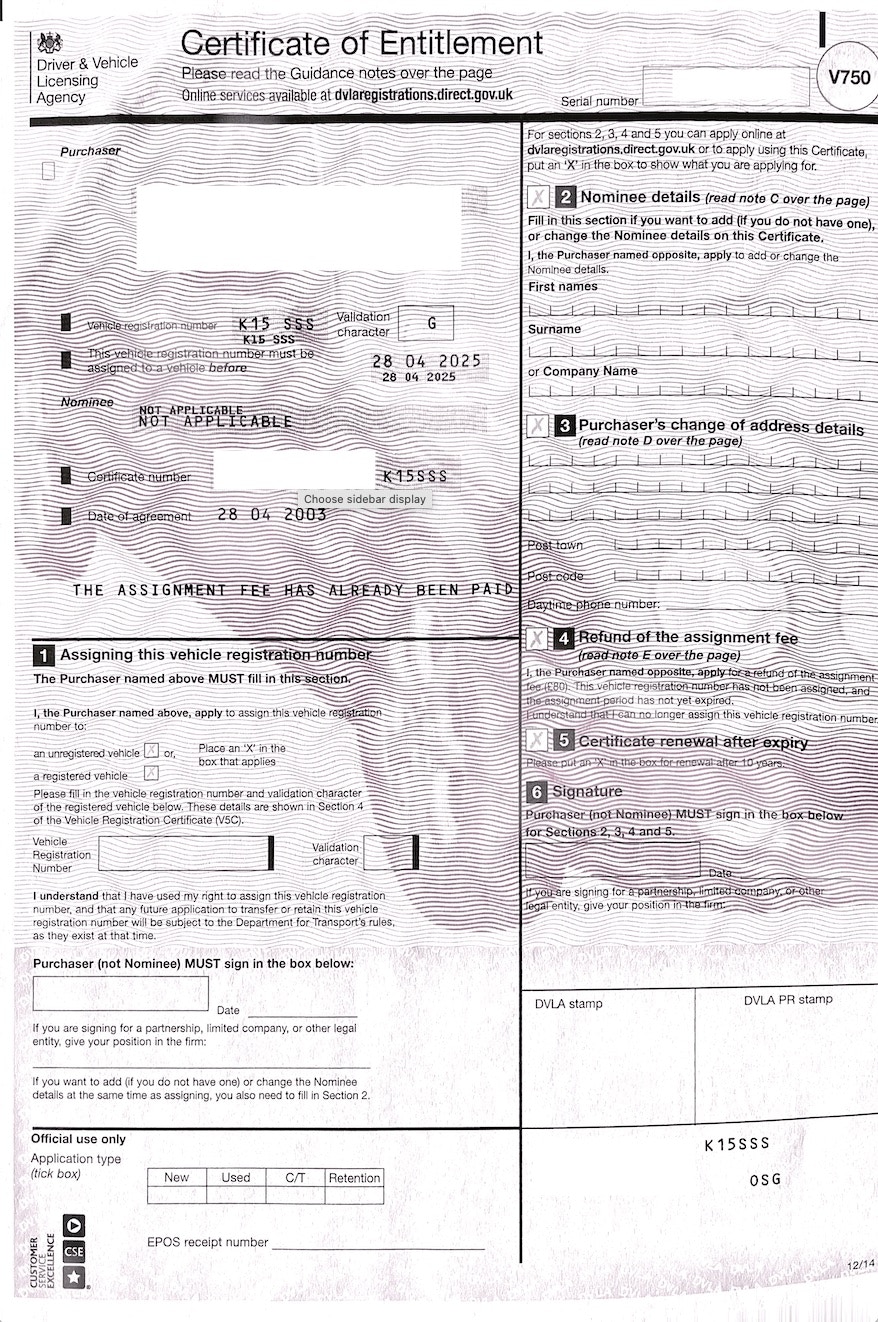 'K15 SSS' - NUMBER PLATE for sale by auction in , United Kingdom