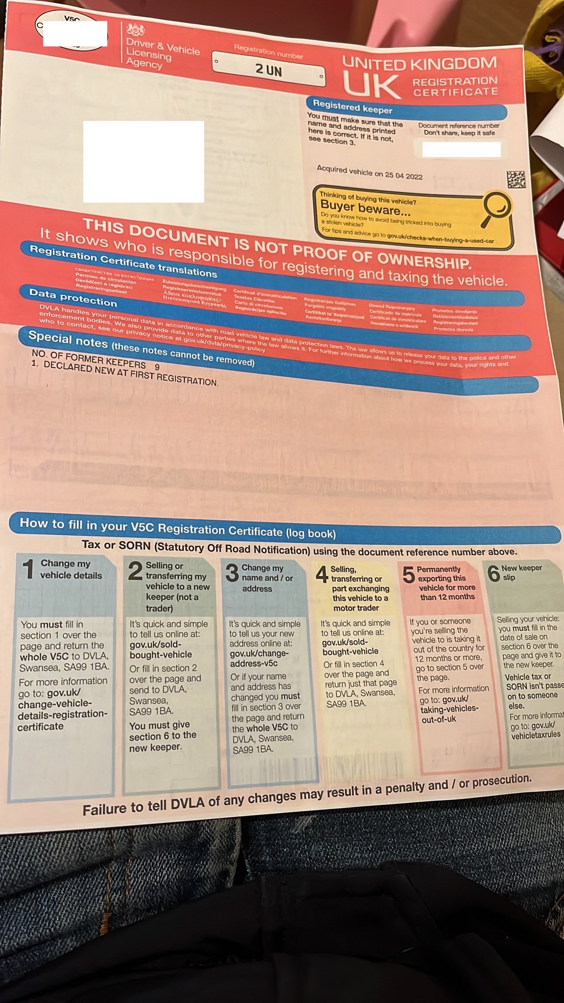 '2 UN' - NUMBER PLATE for sale by auction in , United Kingdom
