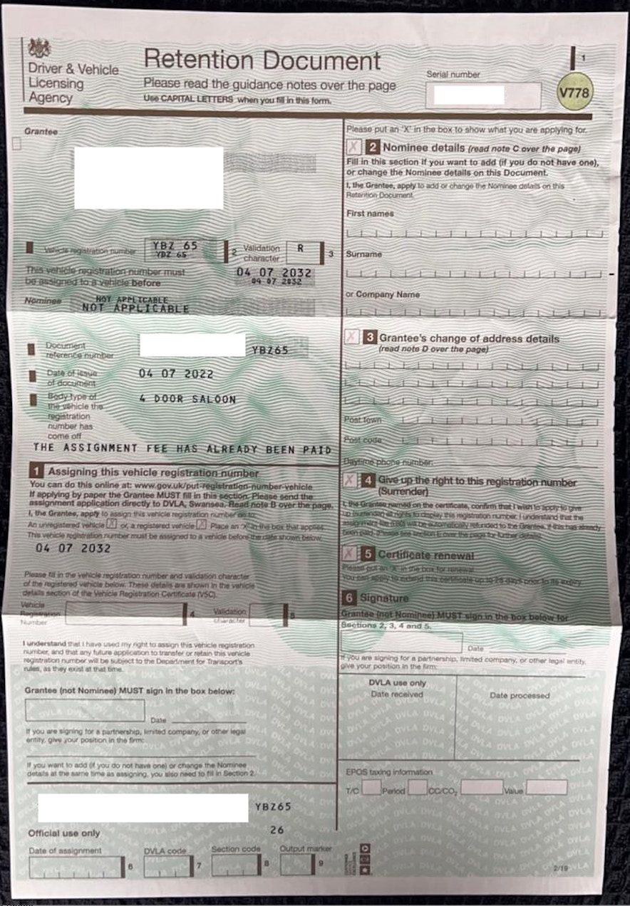 'YBZ 65' - NUMBER PLATE for sale by auction in , United Kingdom