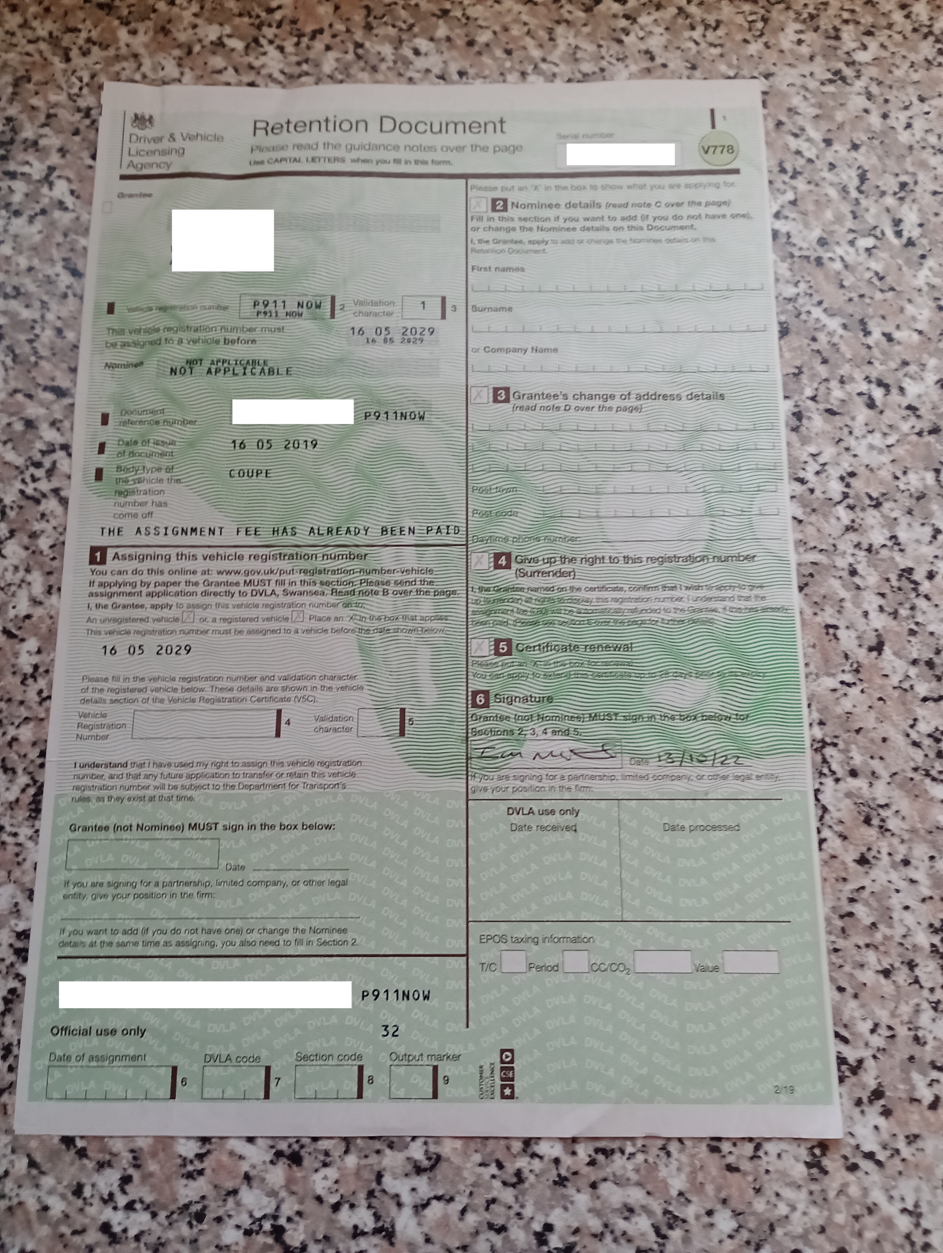 'P911 NOW' - NUMBER PLATE for sale by auction in , United Kingdom