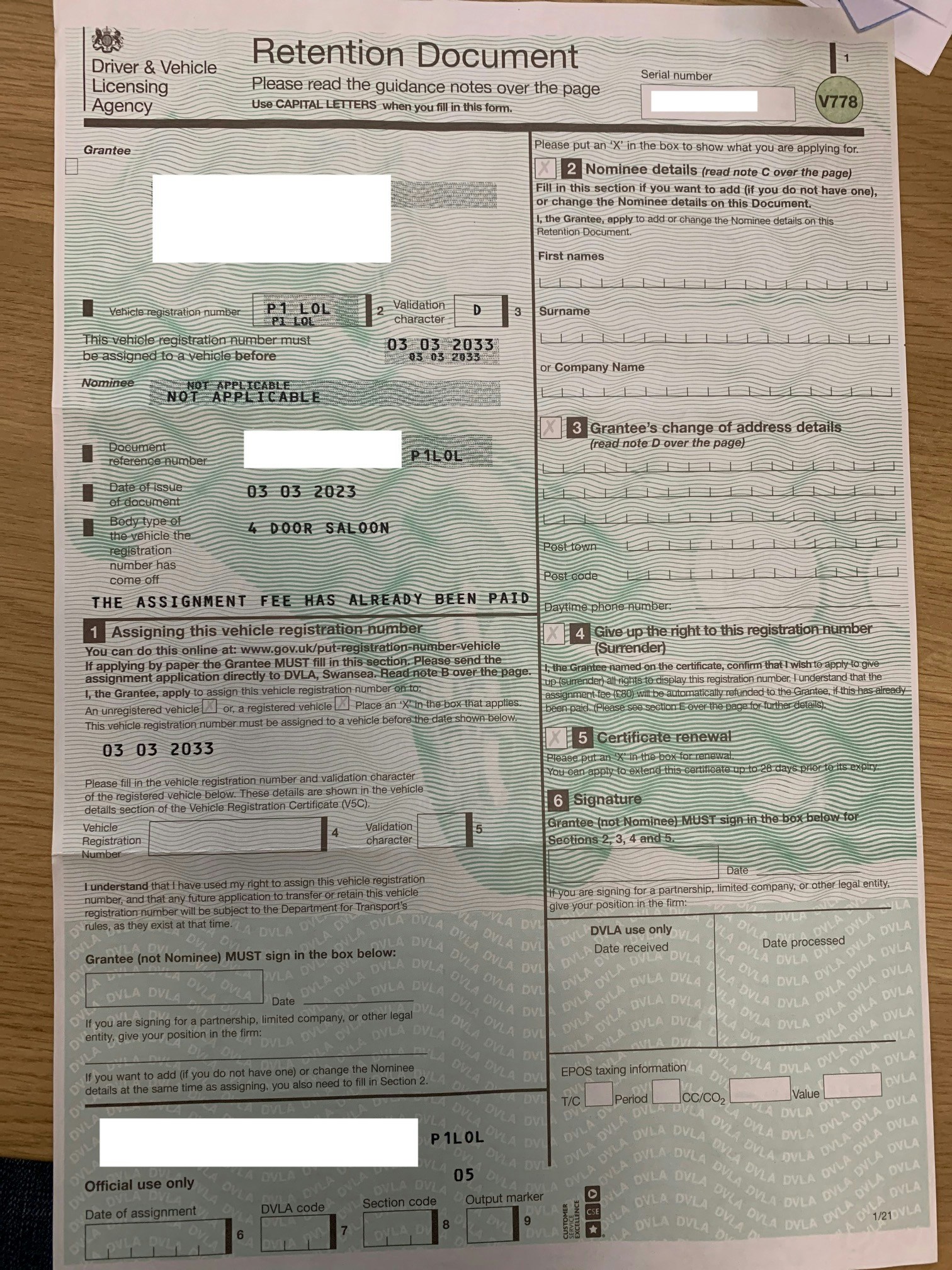 'P1 LOL' - NUMBER PLATE for sale by auction in , United Kingdom