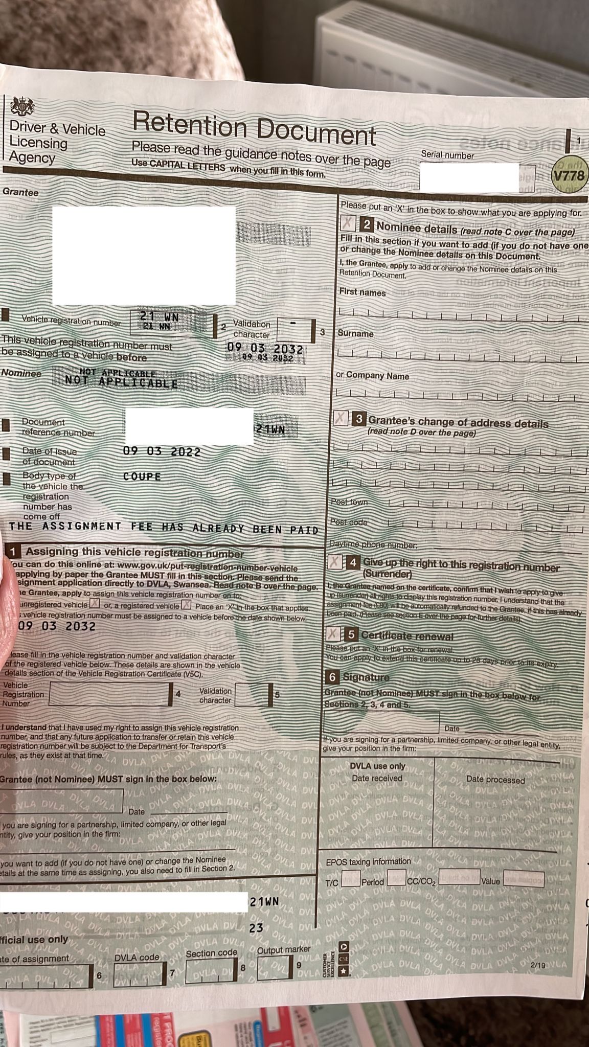 '21 WN' - NUMBER PLATE for sale by auction in , United Kingdom