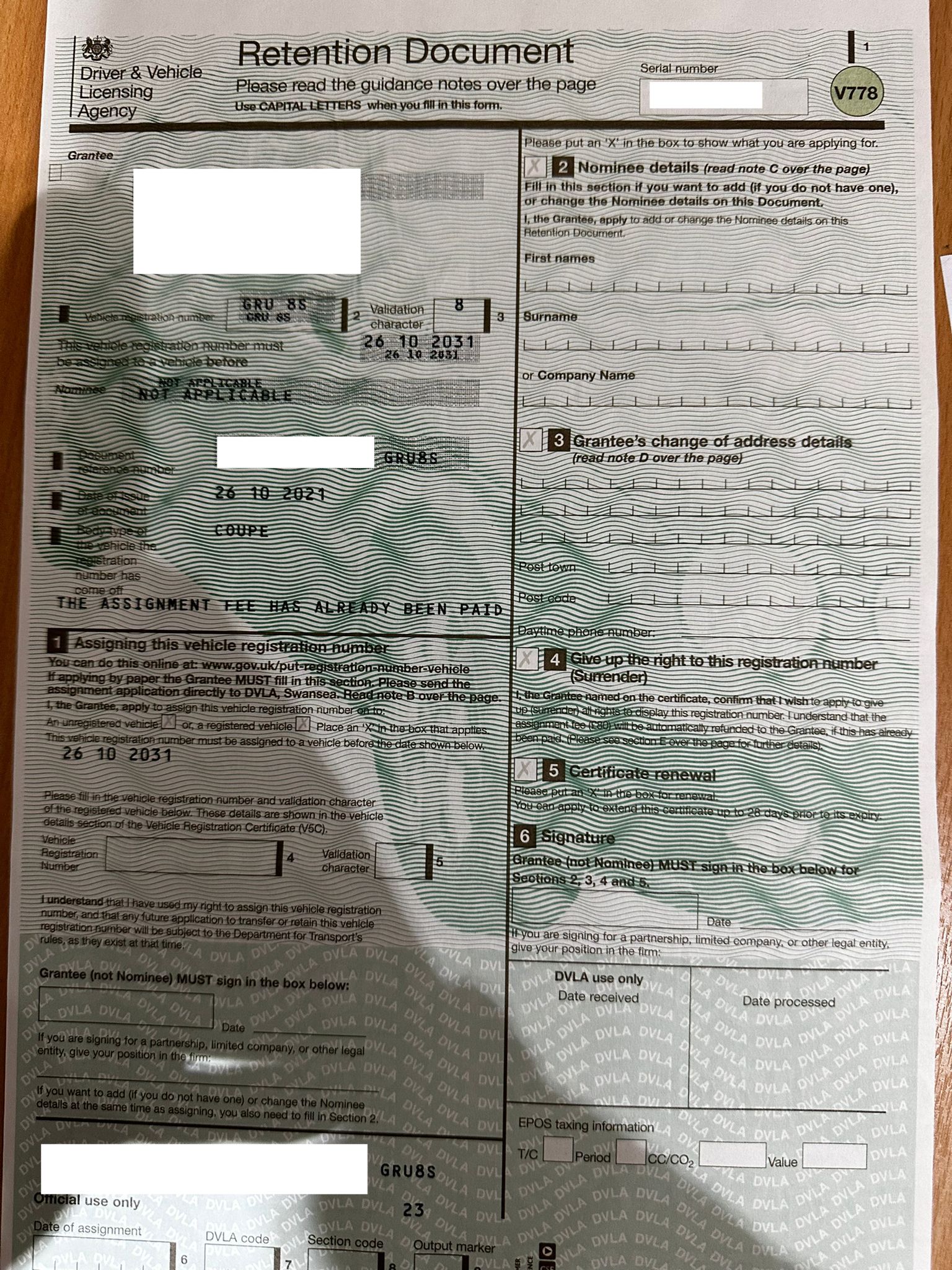 'GRU 8S' - NUMBER PLATE for sale by auction in , United Kingdom