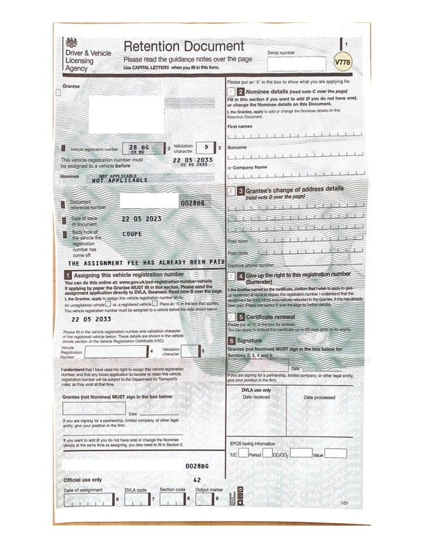 '28 BG' - NUMBER PLATE for sale by auction in , United Kingdom