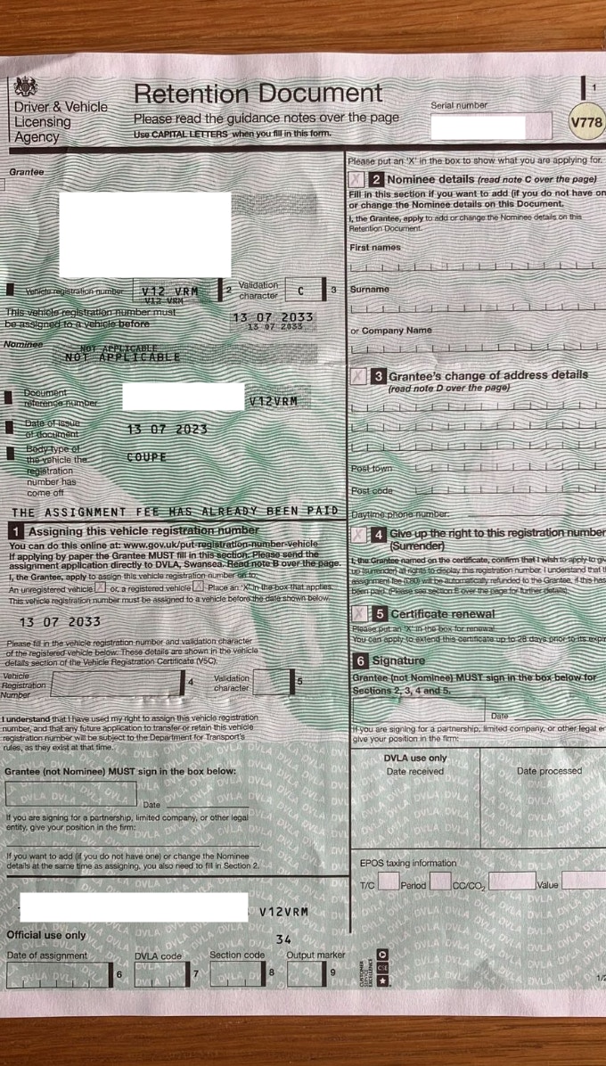 'V12 VRM' - NUMBER PLATE for sale by auction in , United Kingdom