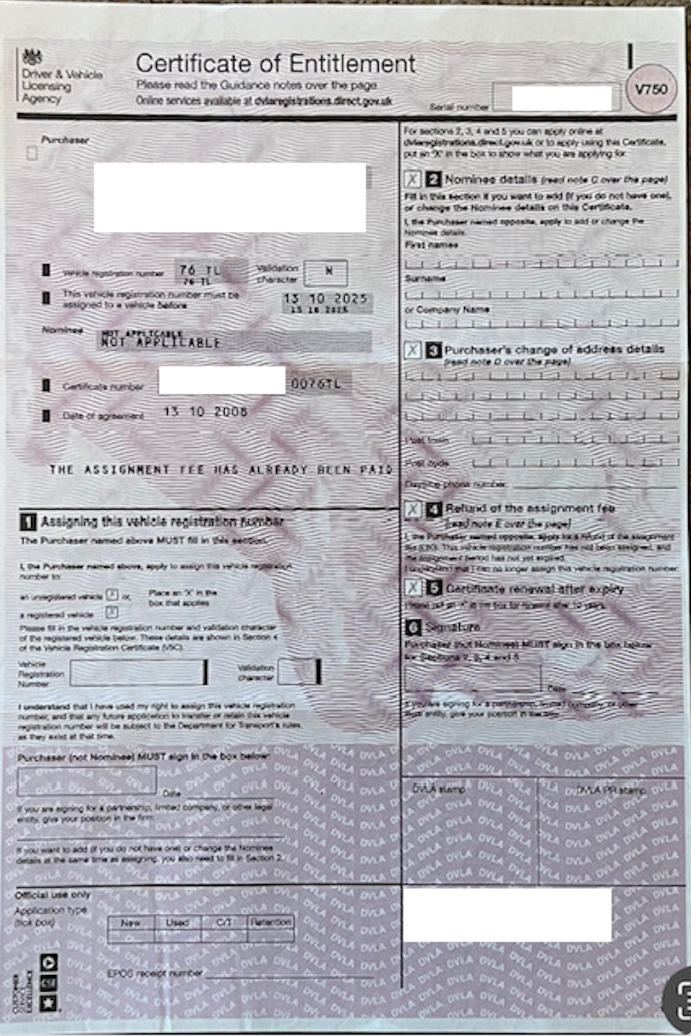 '76 TL' - NUMBER PLATE for sale by auction in , United Kingdom