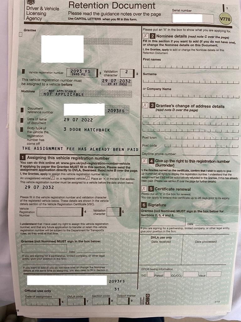 '2093 FS' - Number Plate for sale by auction in , United Kingdom