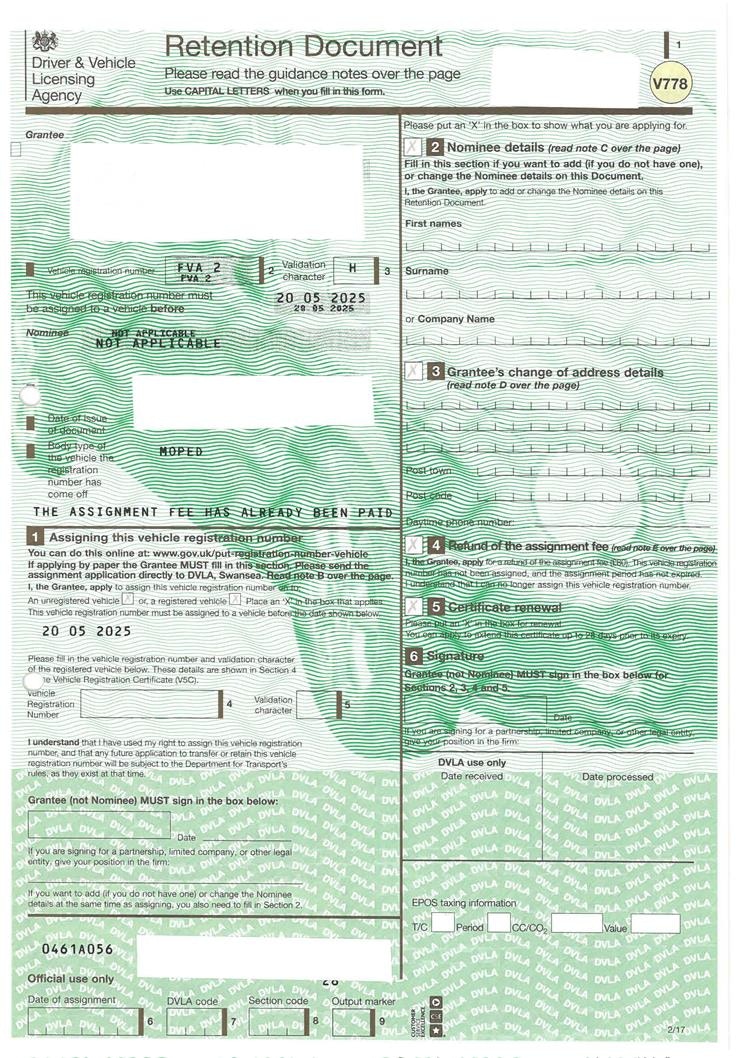 'FVA 2' - Number Plate for sale by auction in , United Kingdom