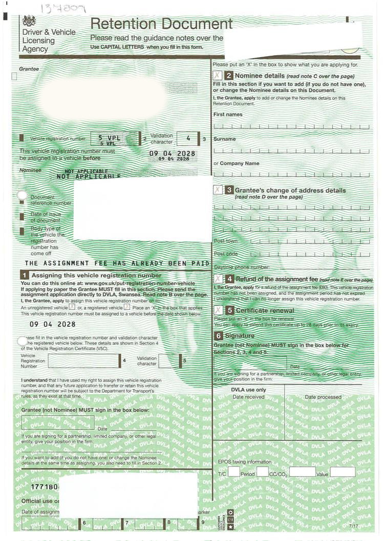 '5 VPL' - Number Plate for sale by auction in , United Kingdom