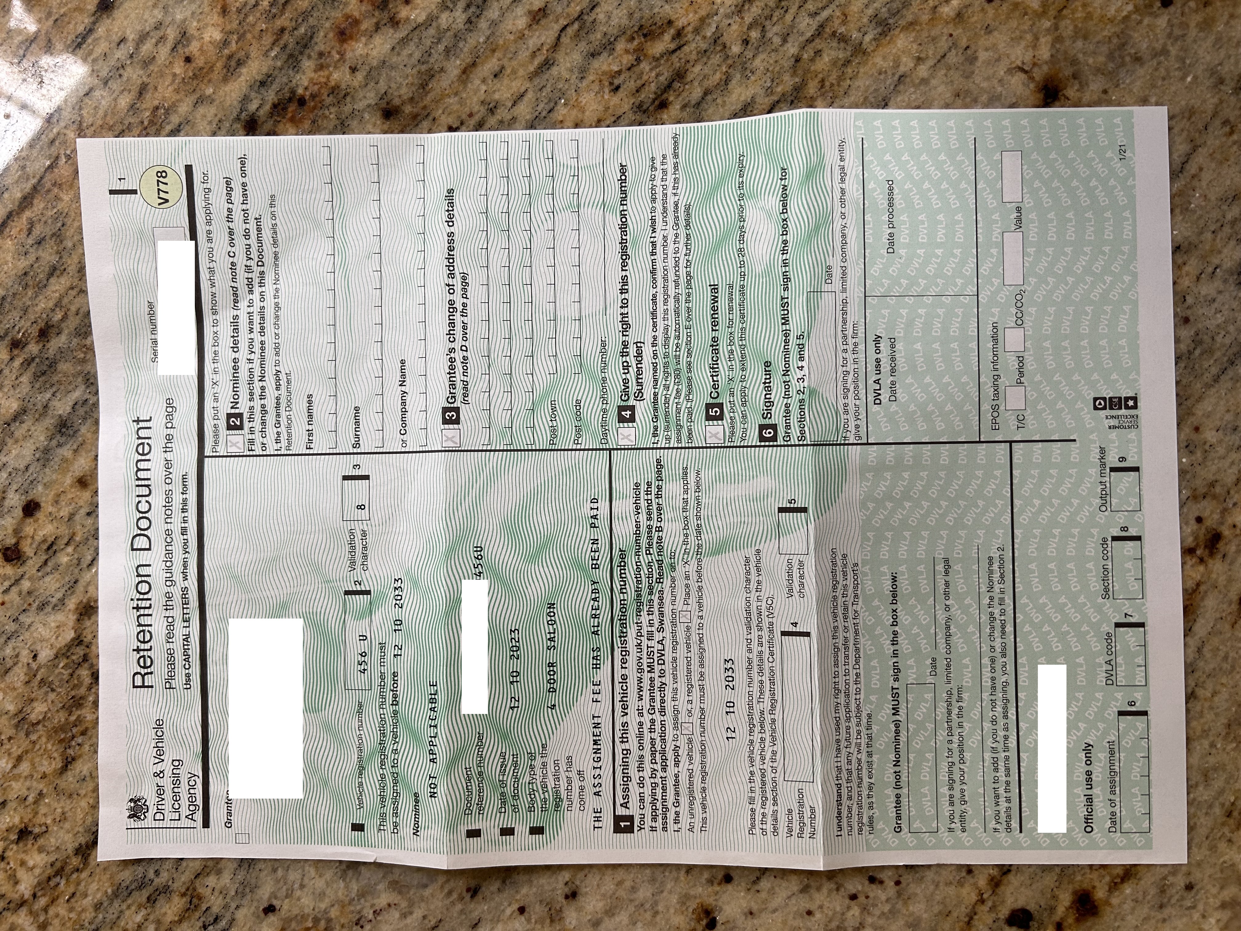 '456 U' - Number Plate for sale by auction in , United Kingdom