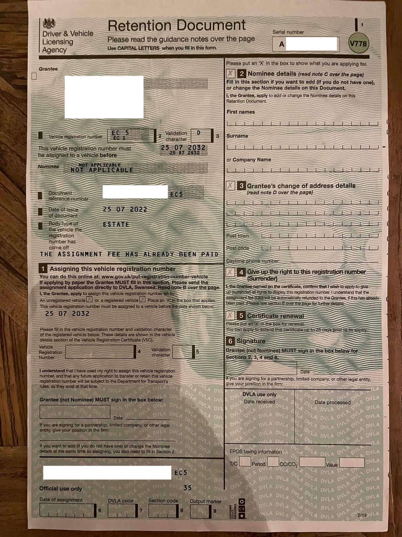 'EC 5' - Number Plate for sale by auction in , United Kingdom