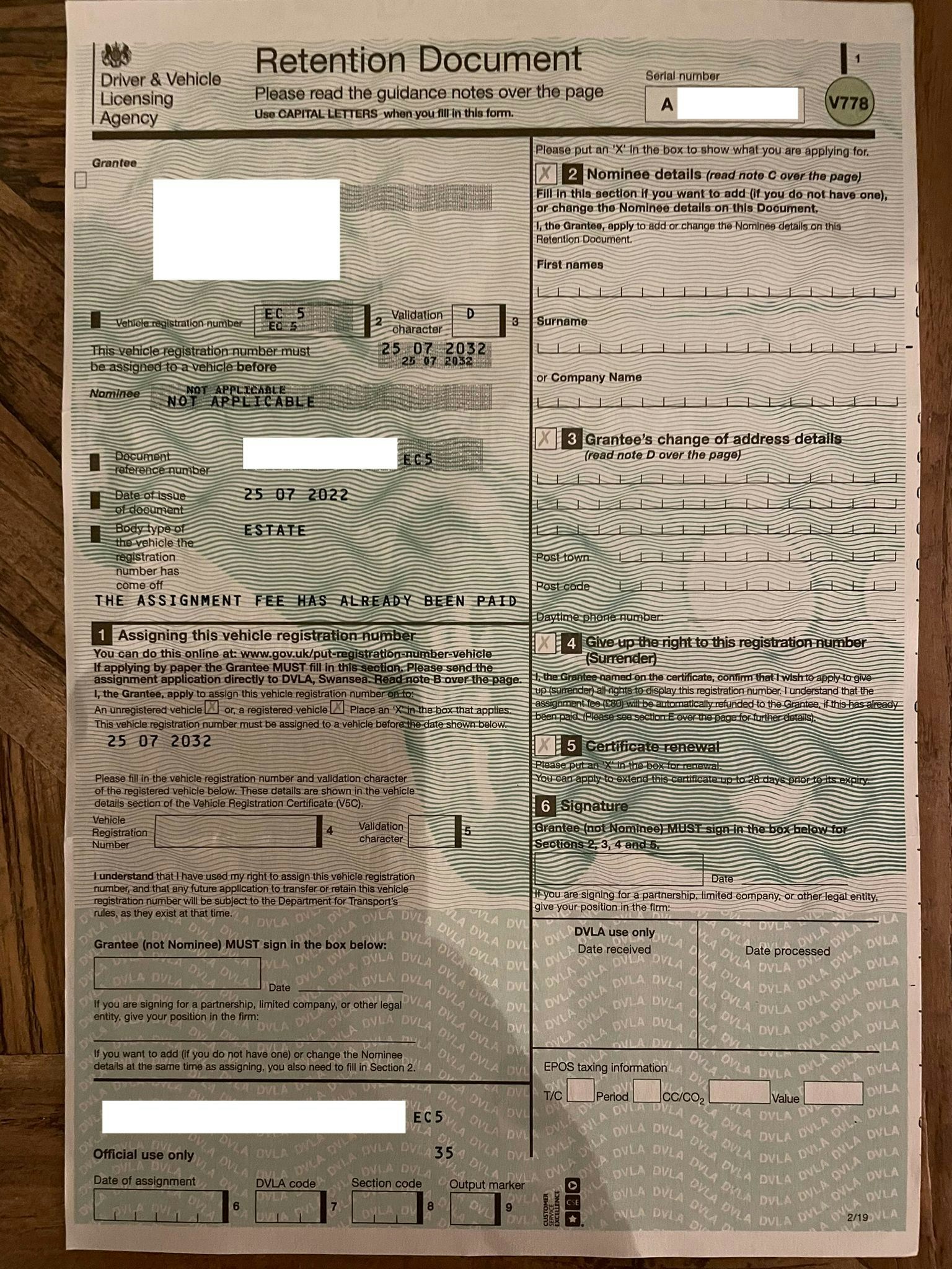 'EC 5' - Number Plate for sale by auction in , United Kingdom