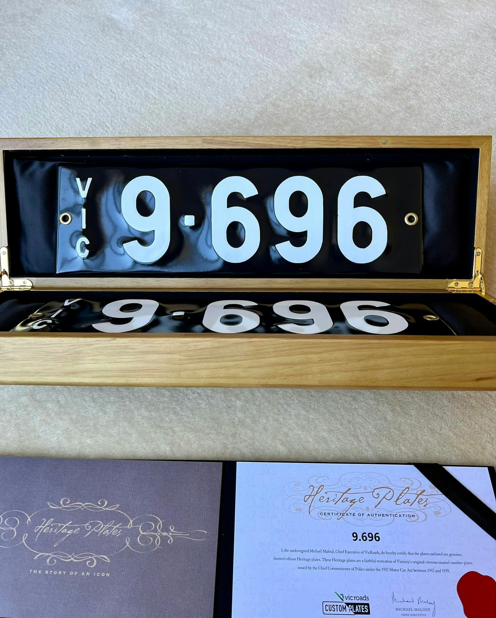 '9·696' - Victoria Heritage Number Plate for sale by auction in VIC ...