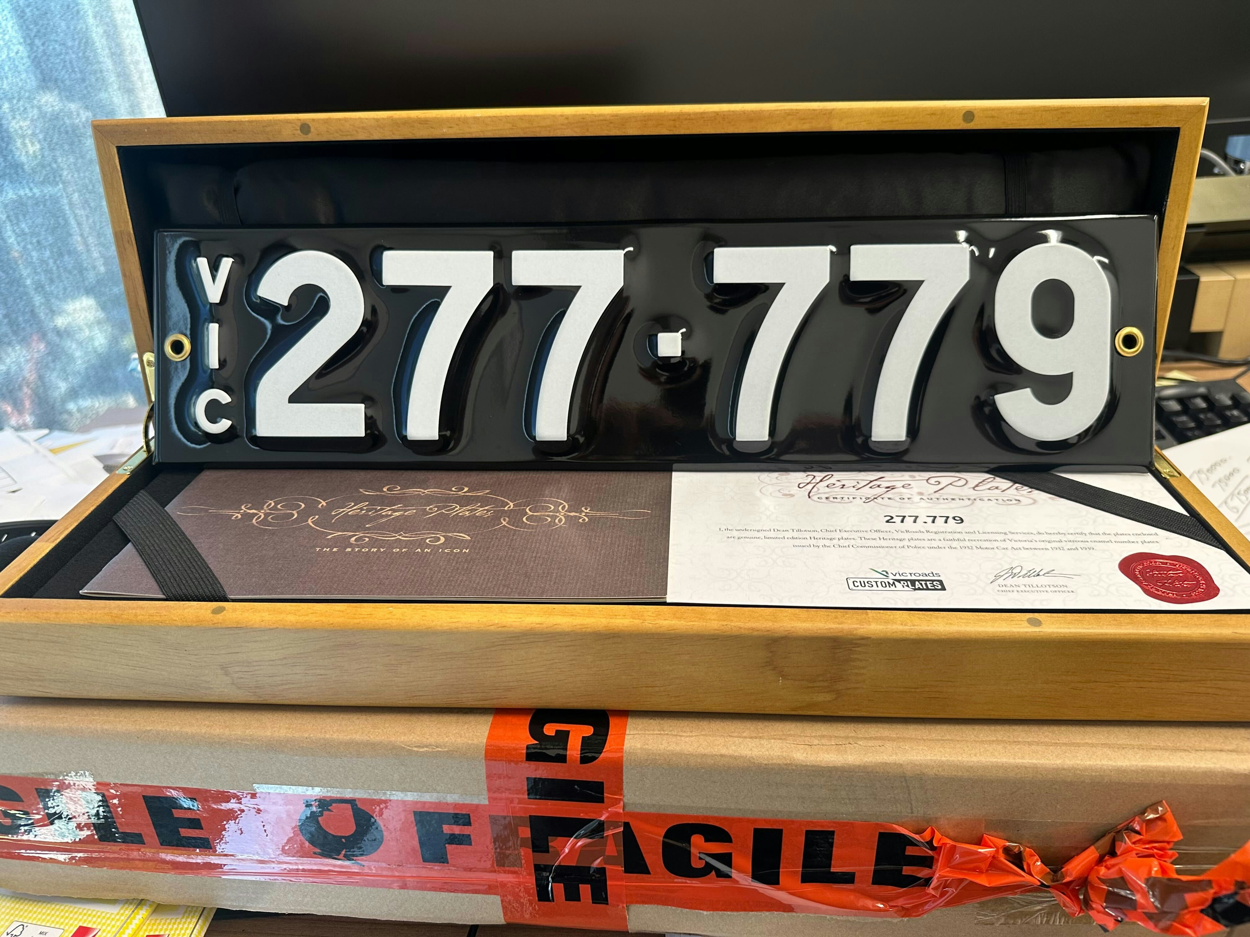 '277-779' - Victoria Heritage Number Plate for sale by auction in VIC ...