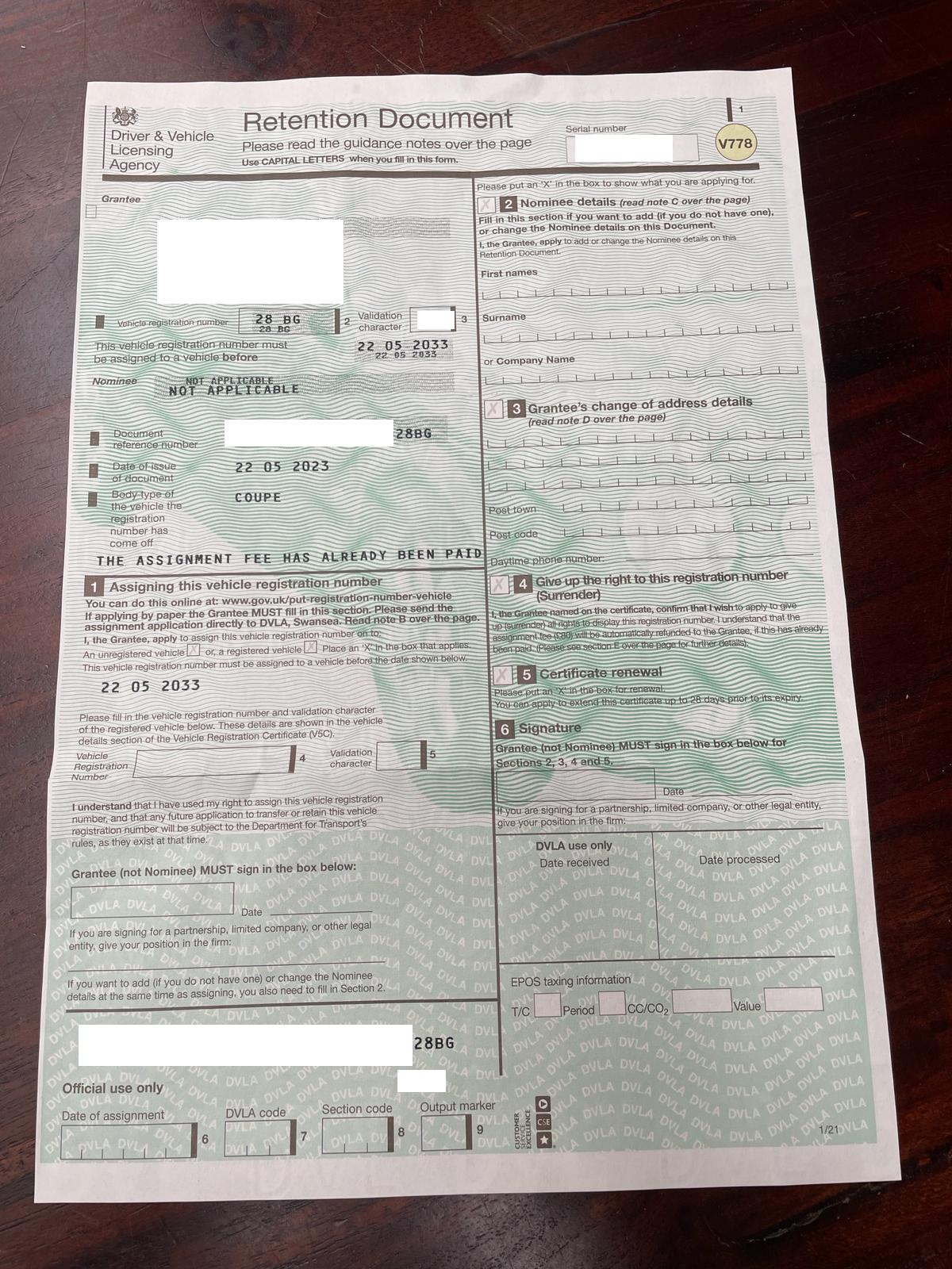 '28 BG' - Number Plate for sale by auction in , United Kingdom